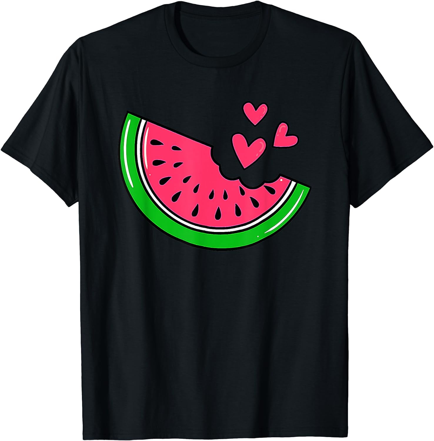 Watermelon Slice Melon Hearts Lovers Eating Fruit Summer T-Shirt ...