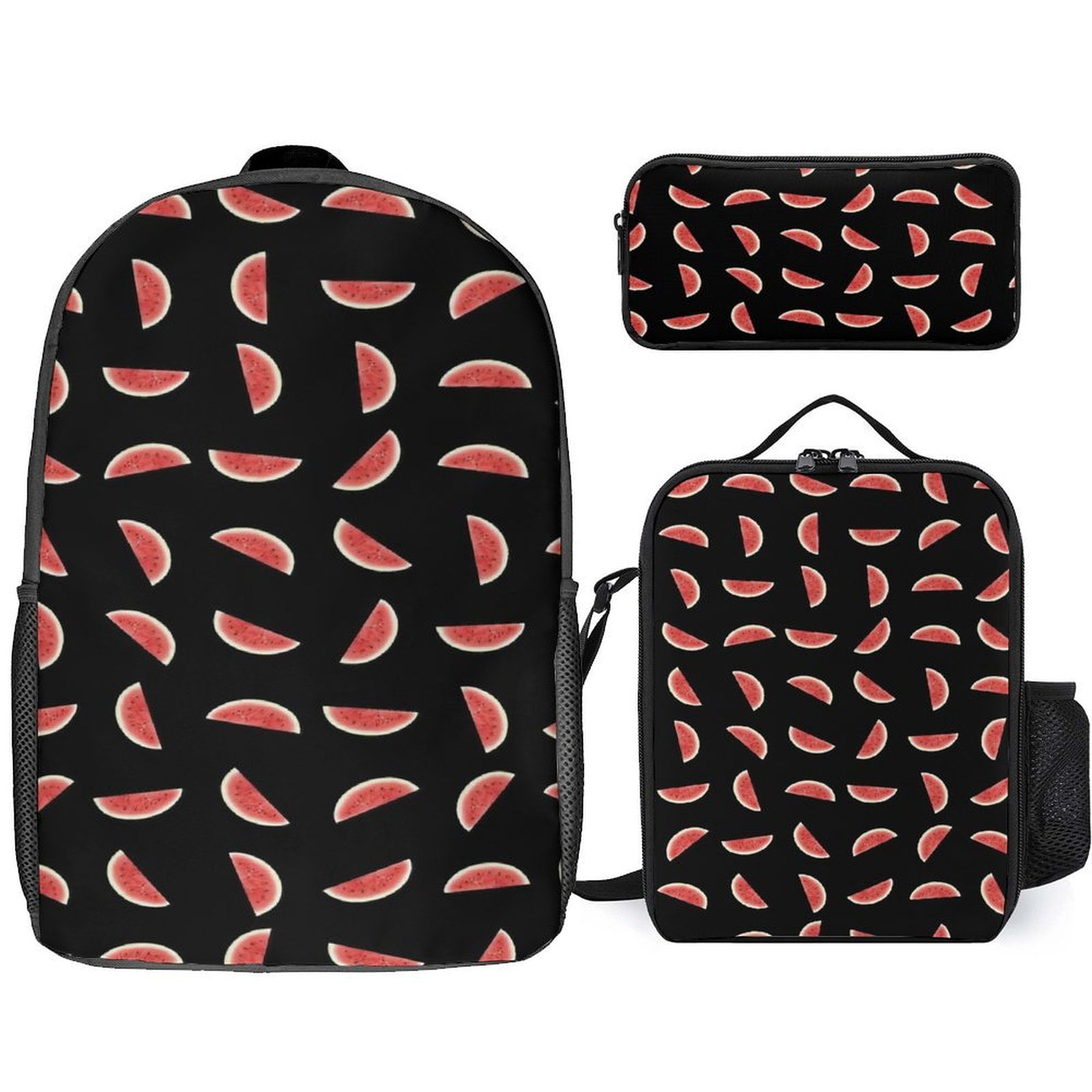 Watermelon Slice Pattern Black 3D Printed 3pcs/Set Bags Laptop Daypack ...