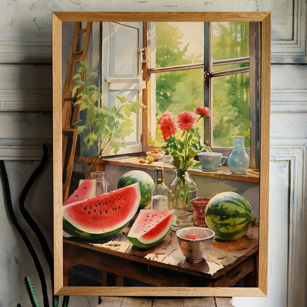 Watermelon Slice Still Life Painting | Kitchen Still Life Painting Art ...
