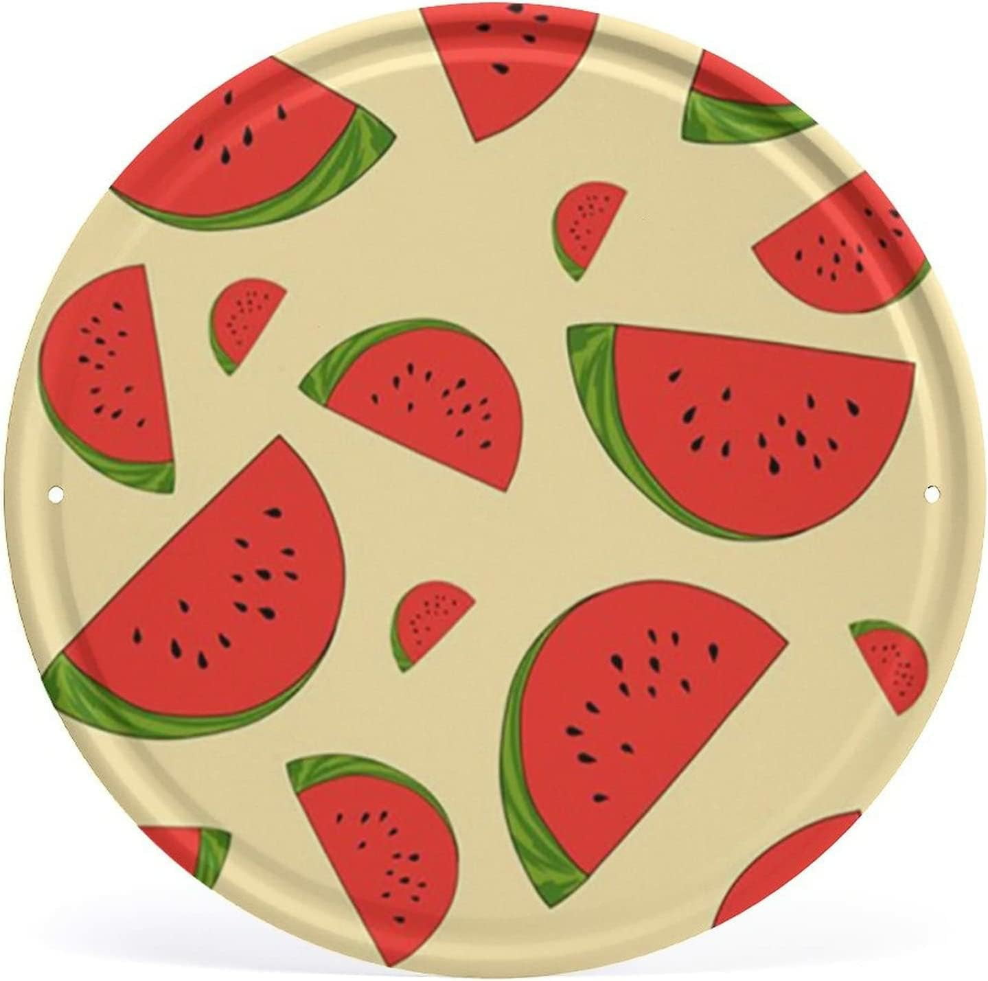 Watermelon Slice Wall Decor Metal Tin Signs Round Farmers Market Fresh ...