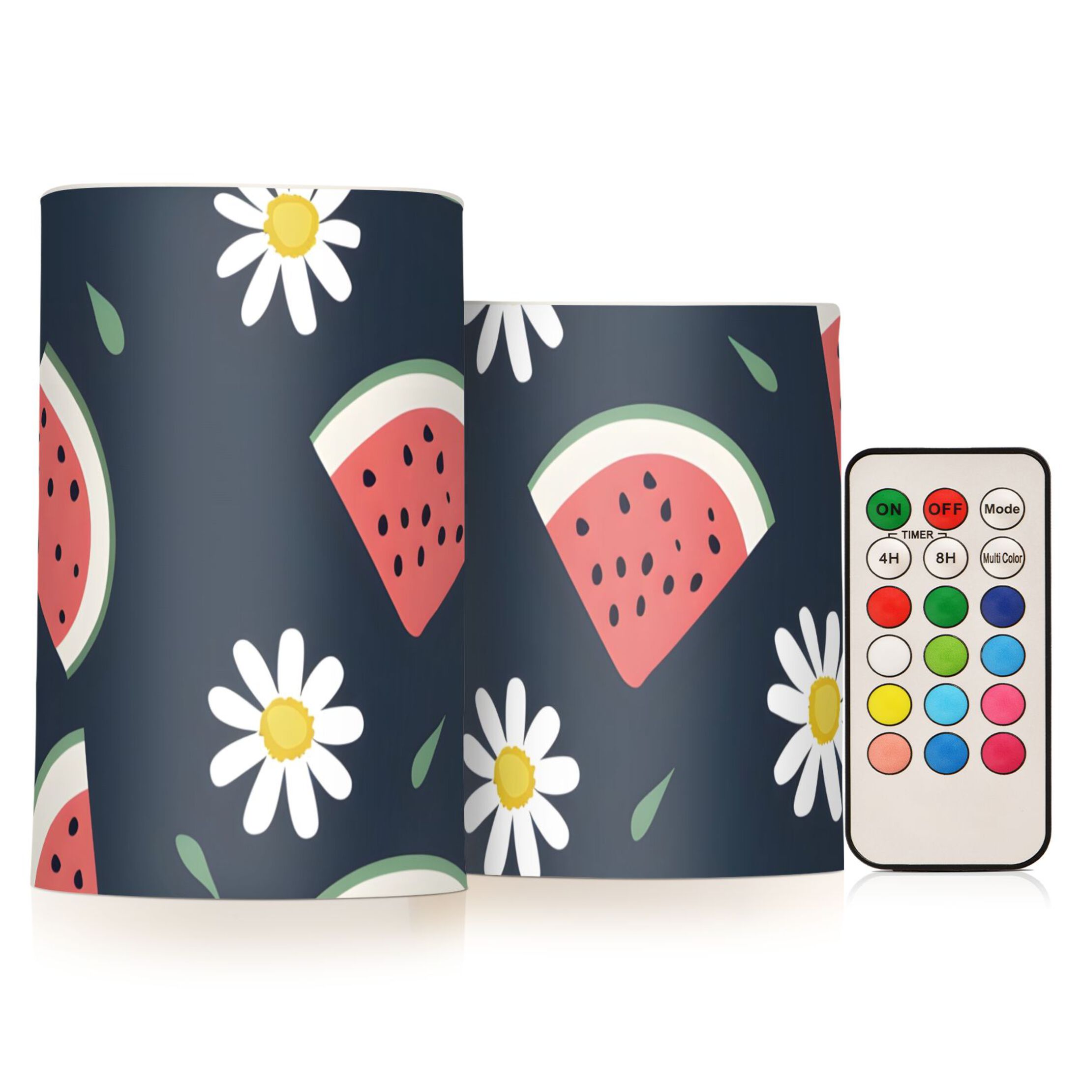 Watermelon Slice and Daisy Flameless Candles with Remote Timer LED ...