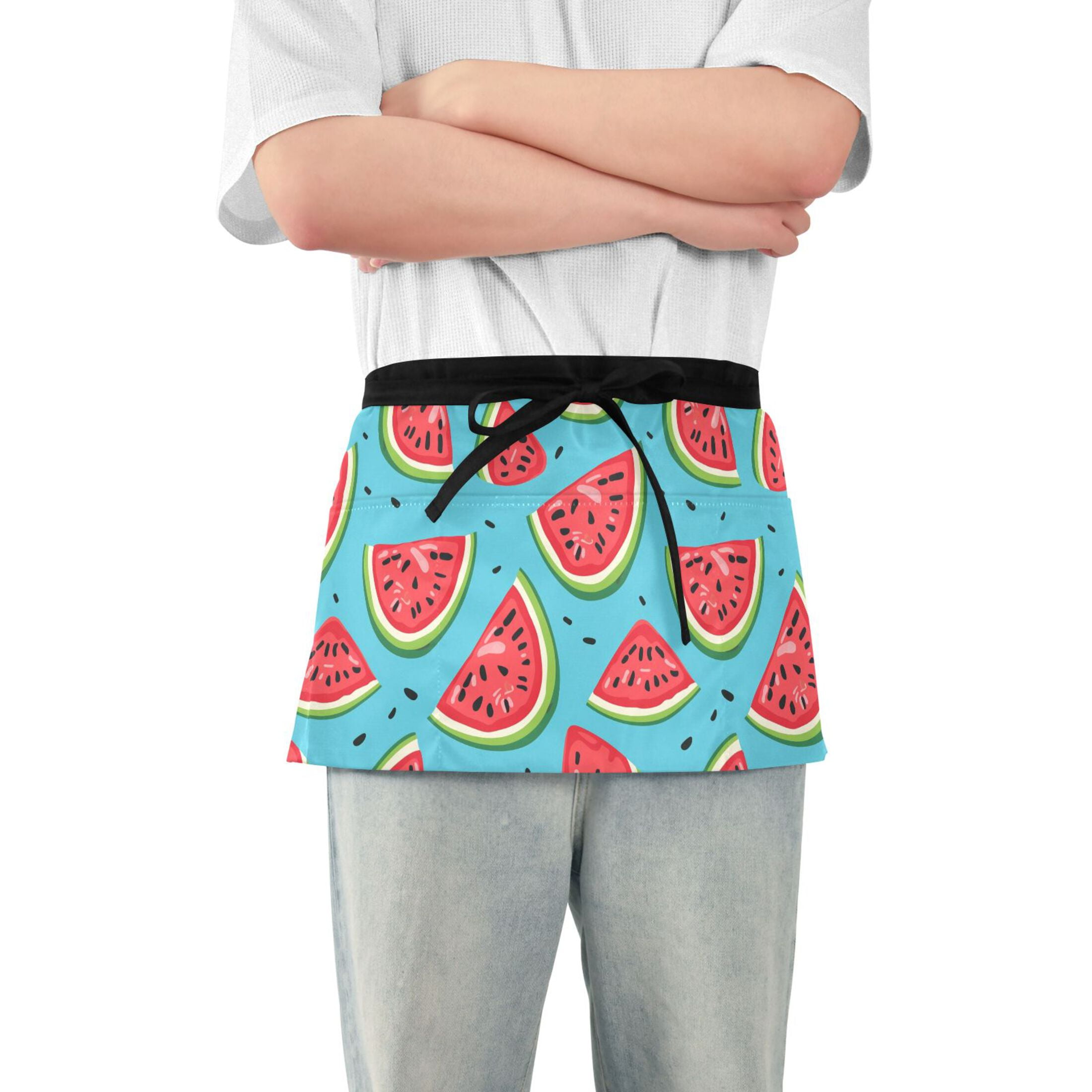 Watermelon Slice and Seed Server Apron with 3 Pockets Waterproof ...