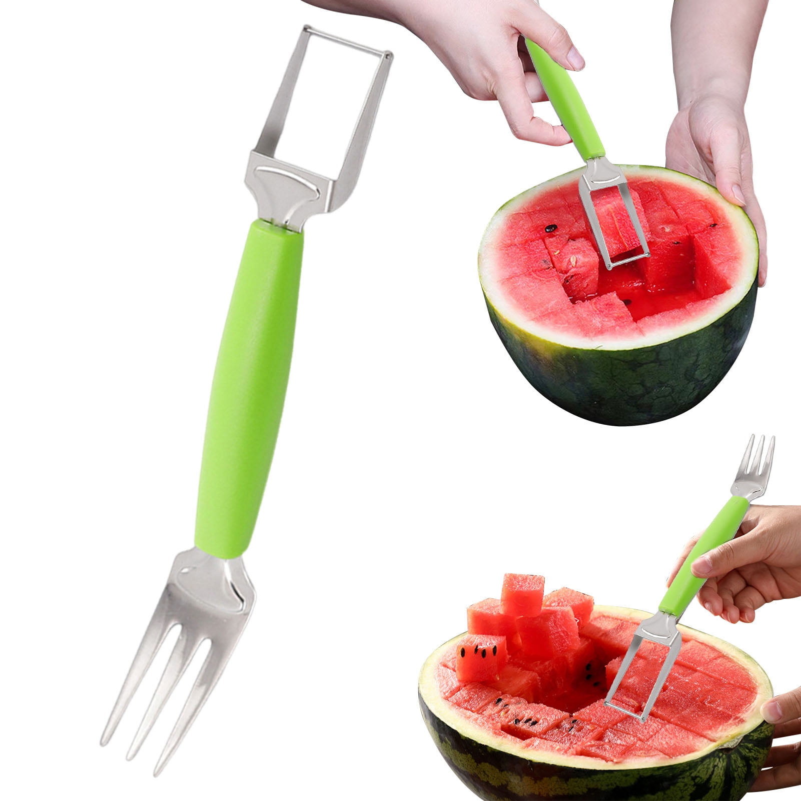 Watermelon Slicer Stainless Steel 2-In-1 Fork Cutter Portable Fruit ...