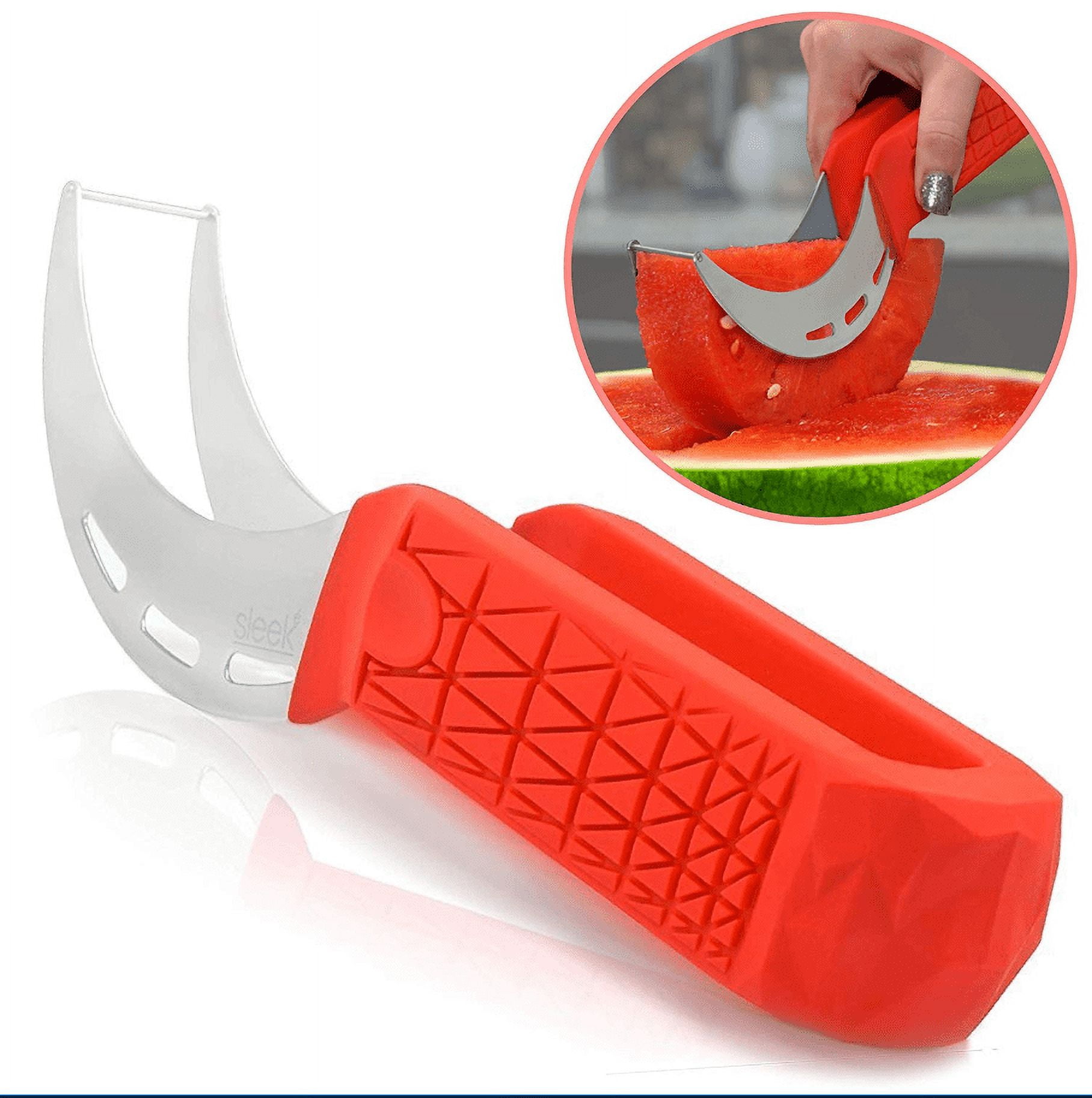 Watermelon Slicer & Tong by Sleeke - New Extended Silicone Cushioned ...