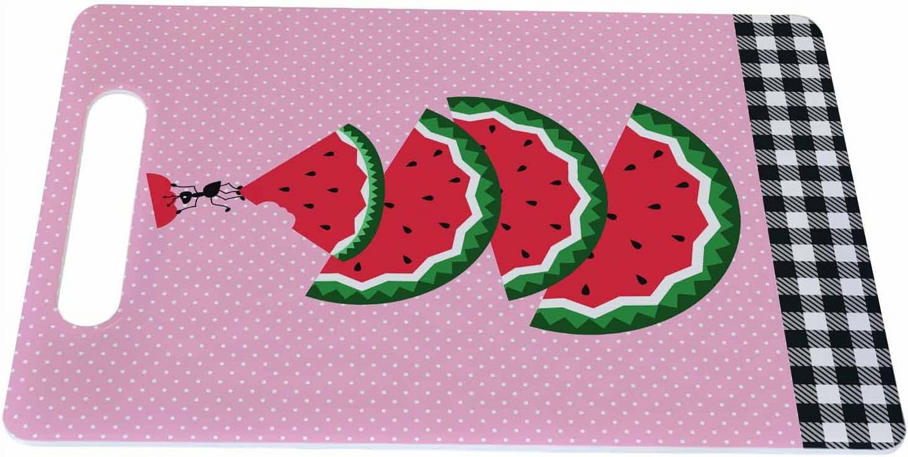 Watermelon Slices Cutting Board with Handles Cute Ant Black and White ...