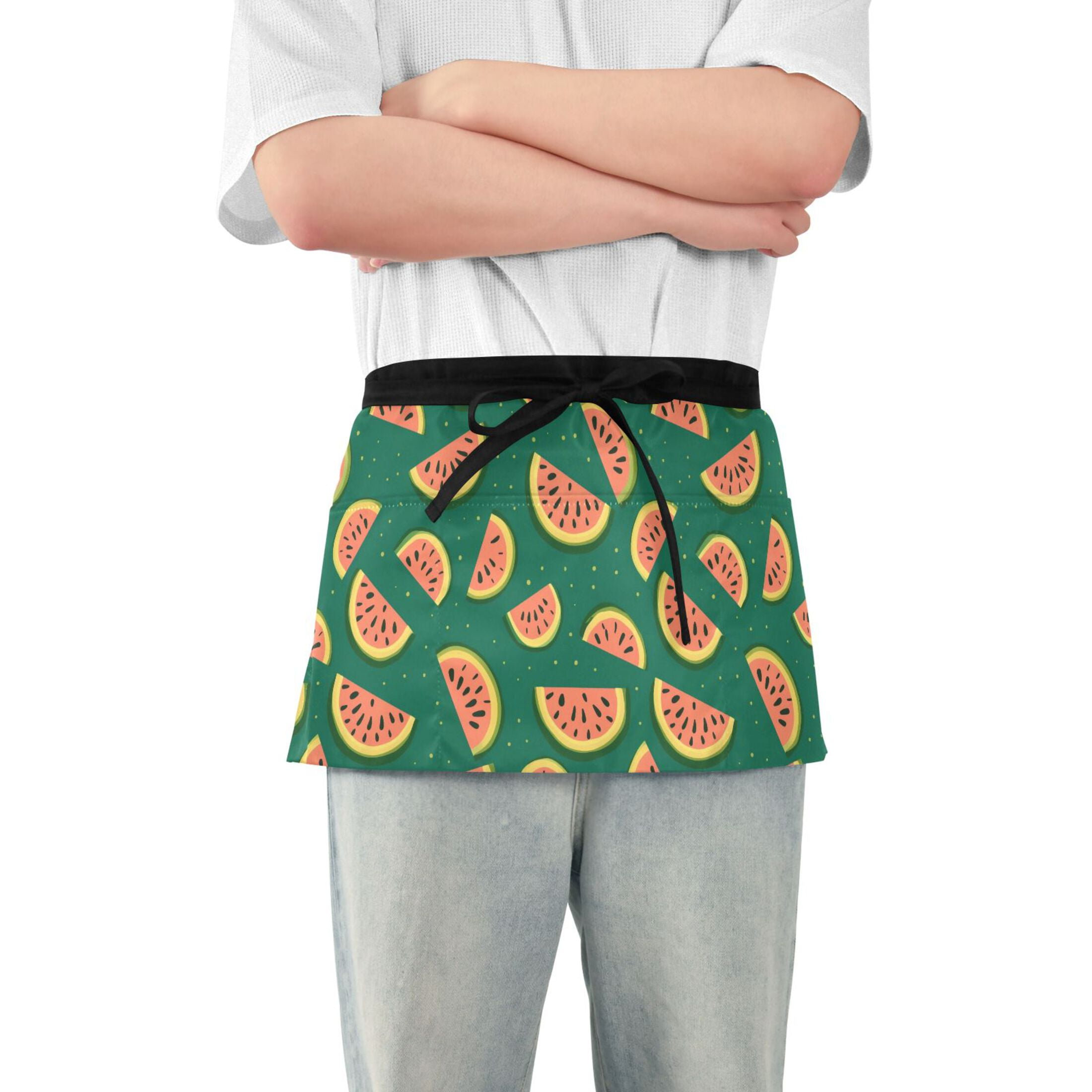 Watermelon Slices Server Apron with 3 Pockets Waterproof Waitress Waist ...