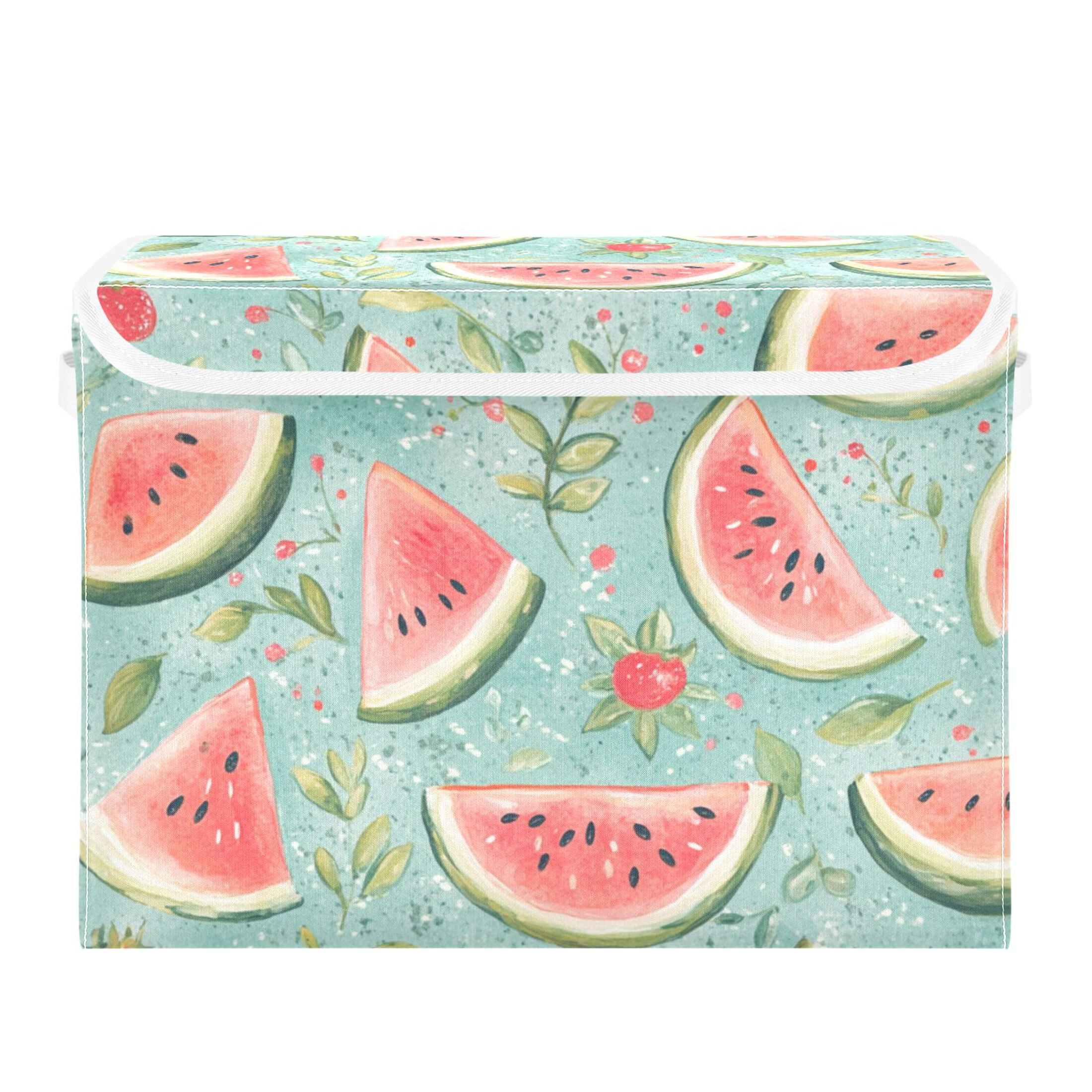 Watermelon Slices and Leaves Large Storage Bins with Linen Collapsible ...