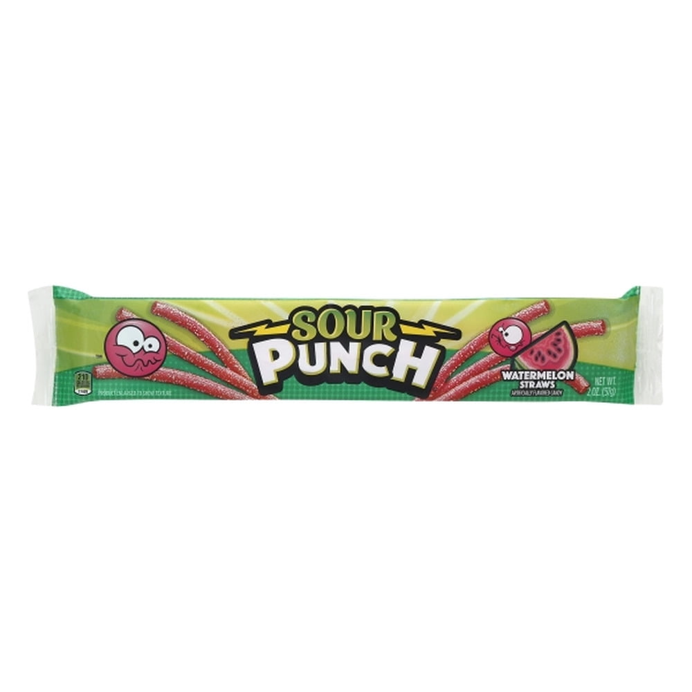 Sour Punch King Size Watermelon Candy Straws - 24 Count, 2-oz. Each ...