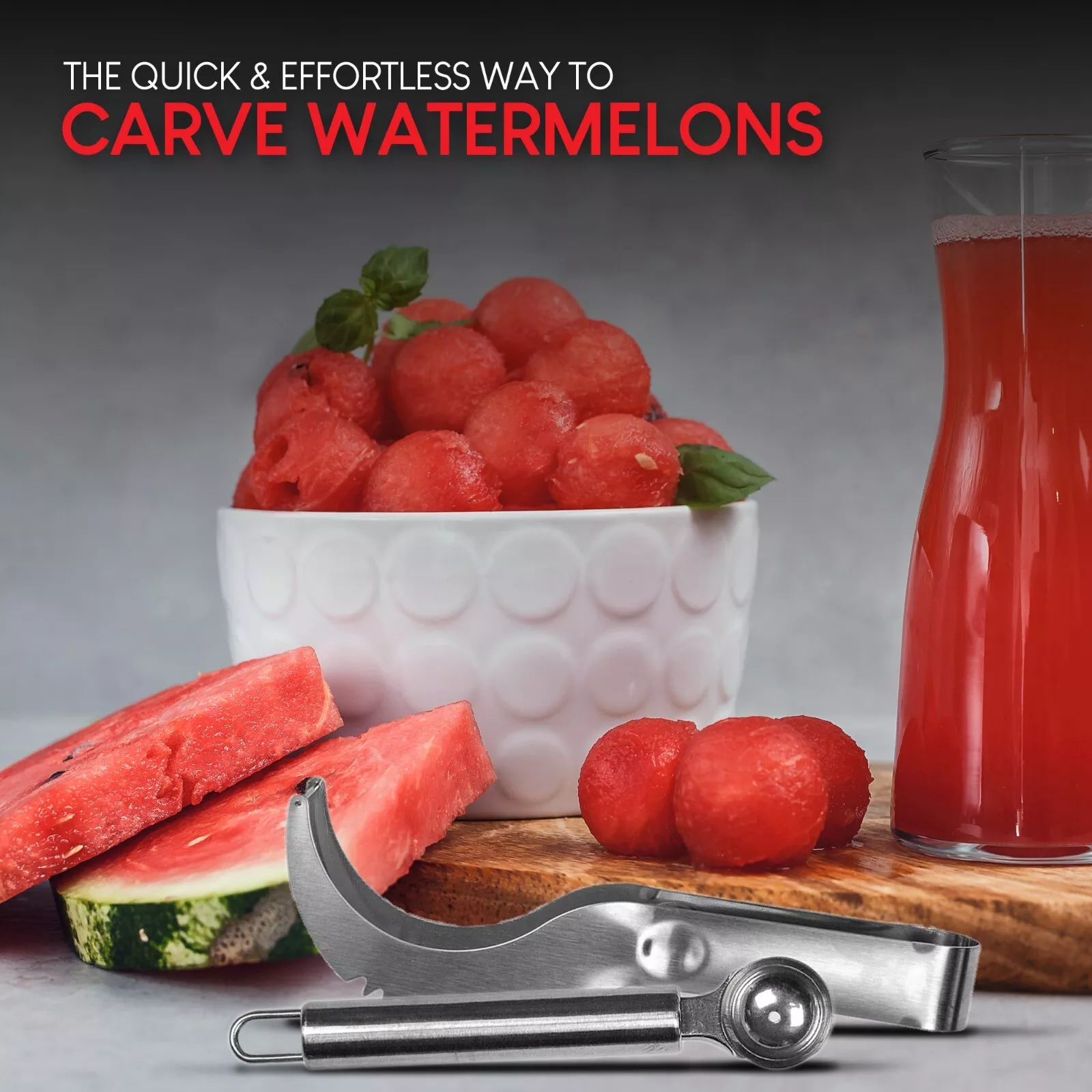 Watermelon Stainless Steel Melon Baller Scoop Fruit Knife Cutter Slicer ...