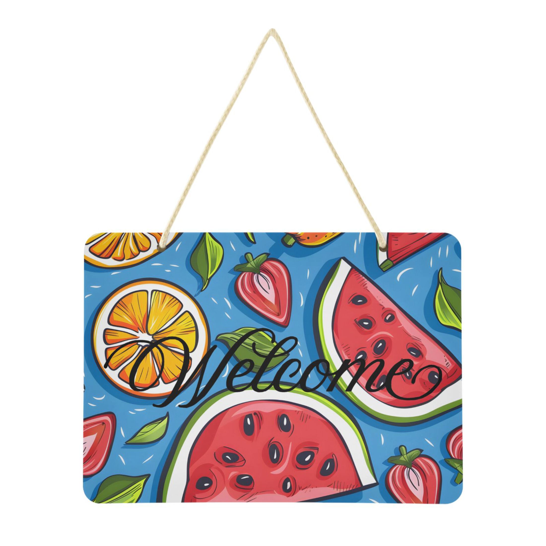 Watermelon Strawberry and Orange Welcome Sign Front Door PVC 14x10 inch ...