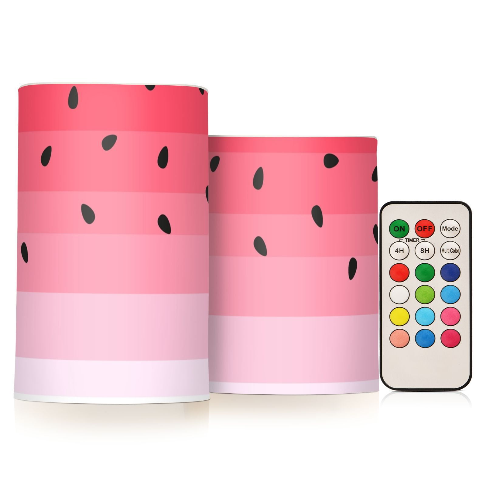 Watermelon Stripe 2 PCS LED Flickering Flameless Candles with Remote ...