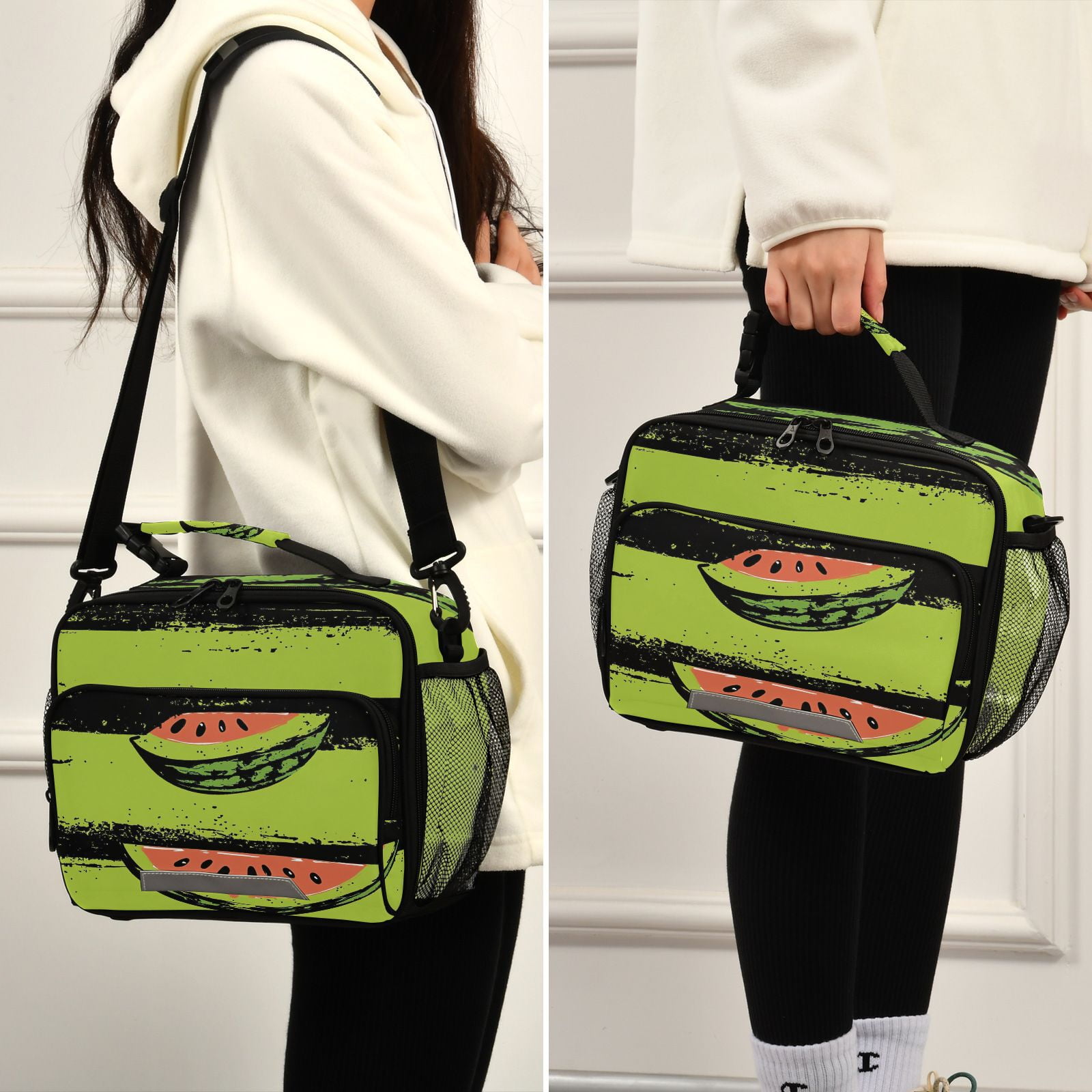 Watermelon Stripes Lunch Bag Cooler Bag Cooling Tote Portable Shoulder ...