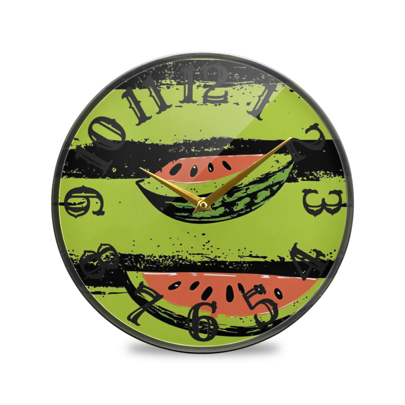 Watermelon Stripes Wall Clock 12 Inch Silent Non Ticking Battery ...