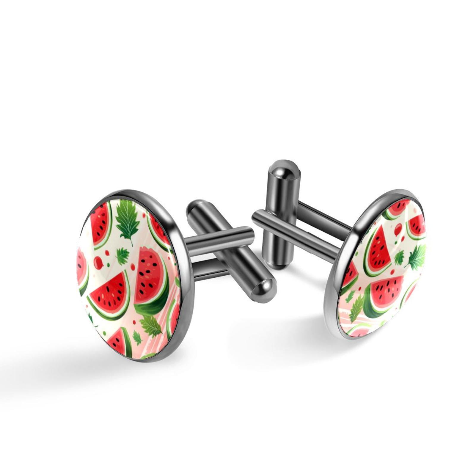 Watermelon Stylish Men's Cufflink Set in Silver Stainless Steel for ...