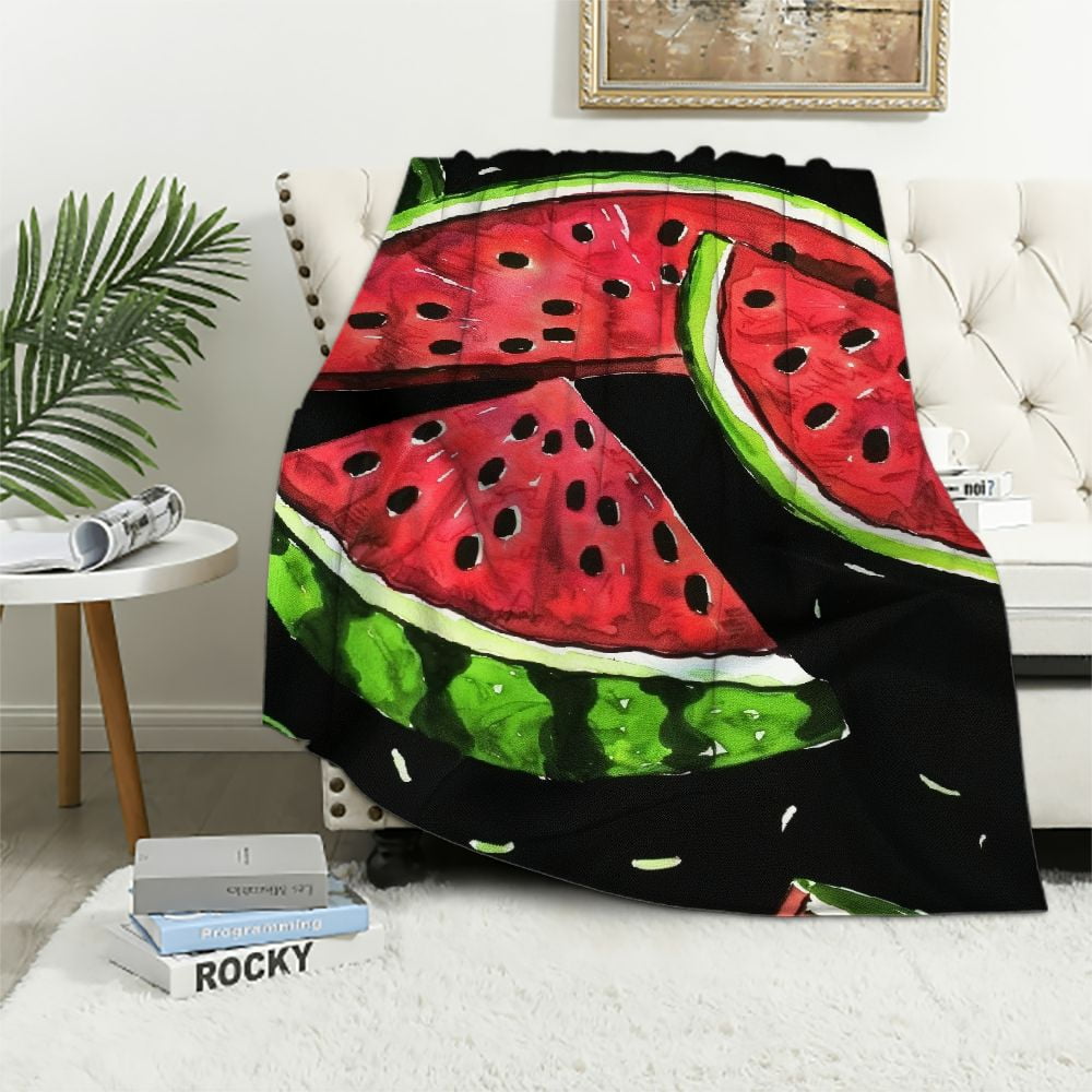 Watermelon Summer Fruit Blanket, Soft Blankets Flannel Bed Throw Cozy ...