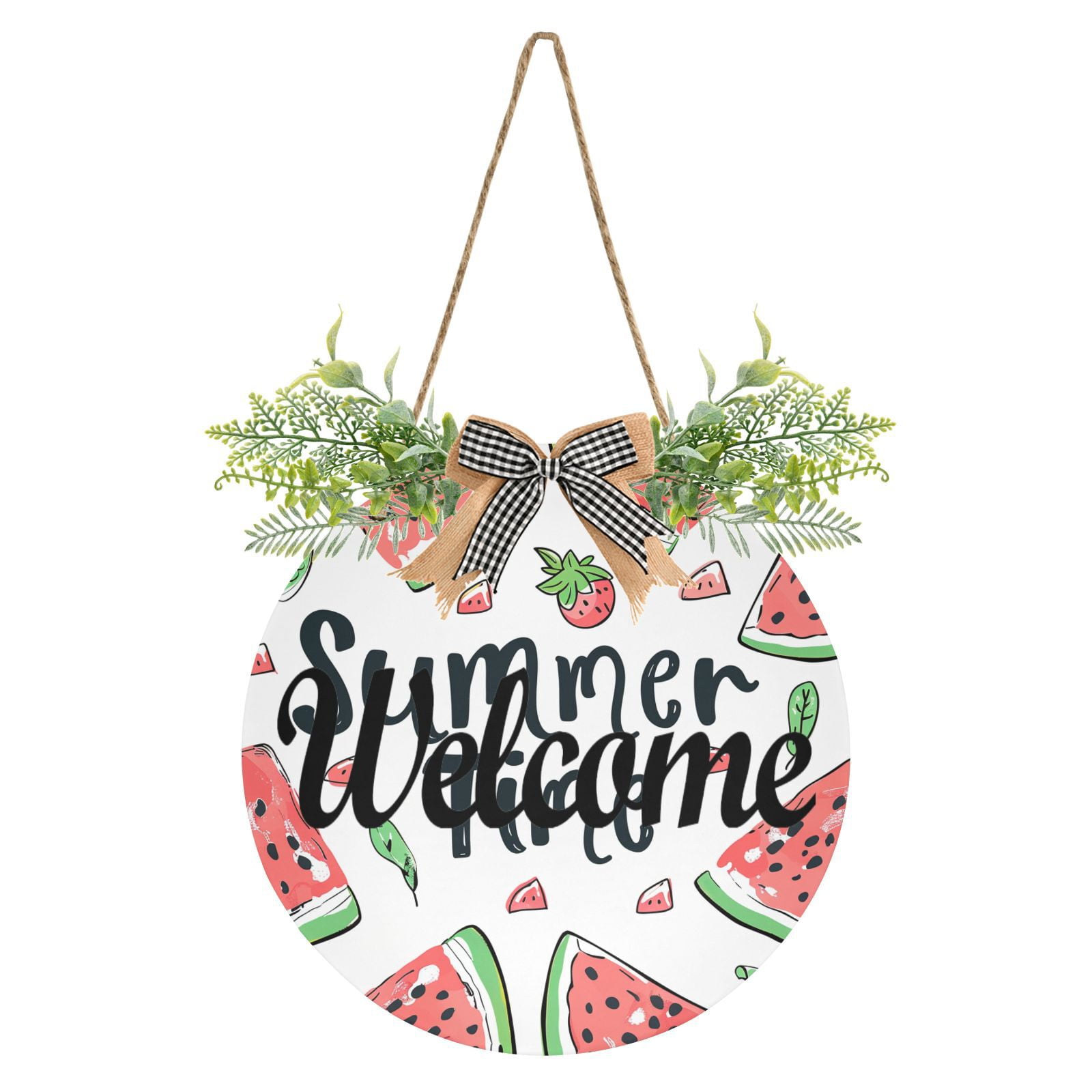 Watermelon Summer Time Welcome Sign for Front Door Wreath Door Sign for ...