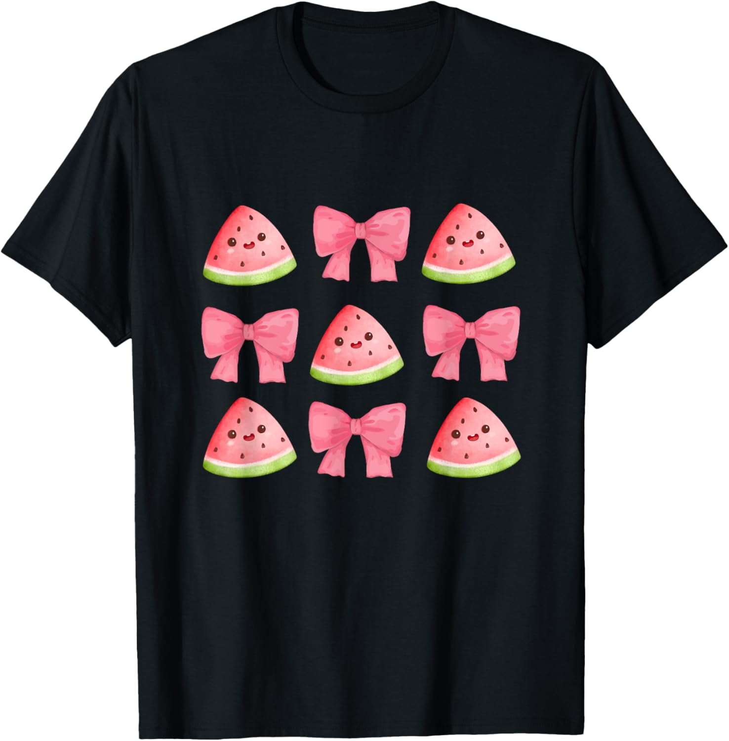 Watermelon Summer Tween Teen Girl Girly Pink Bow Preppy T-Shirt ...