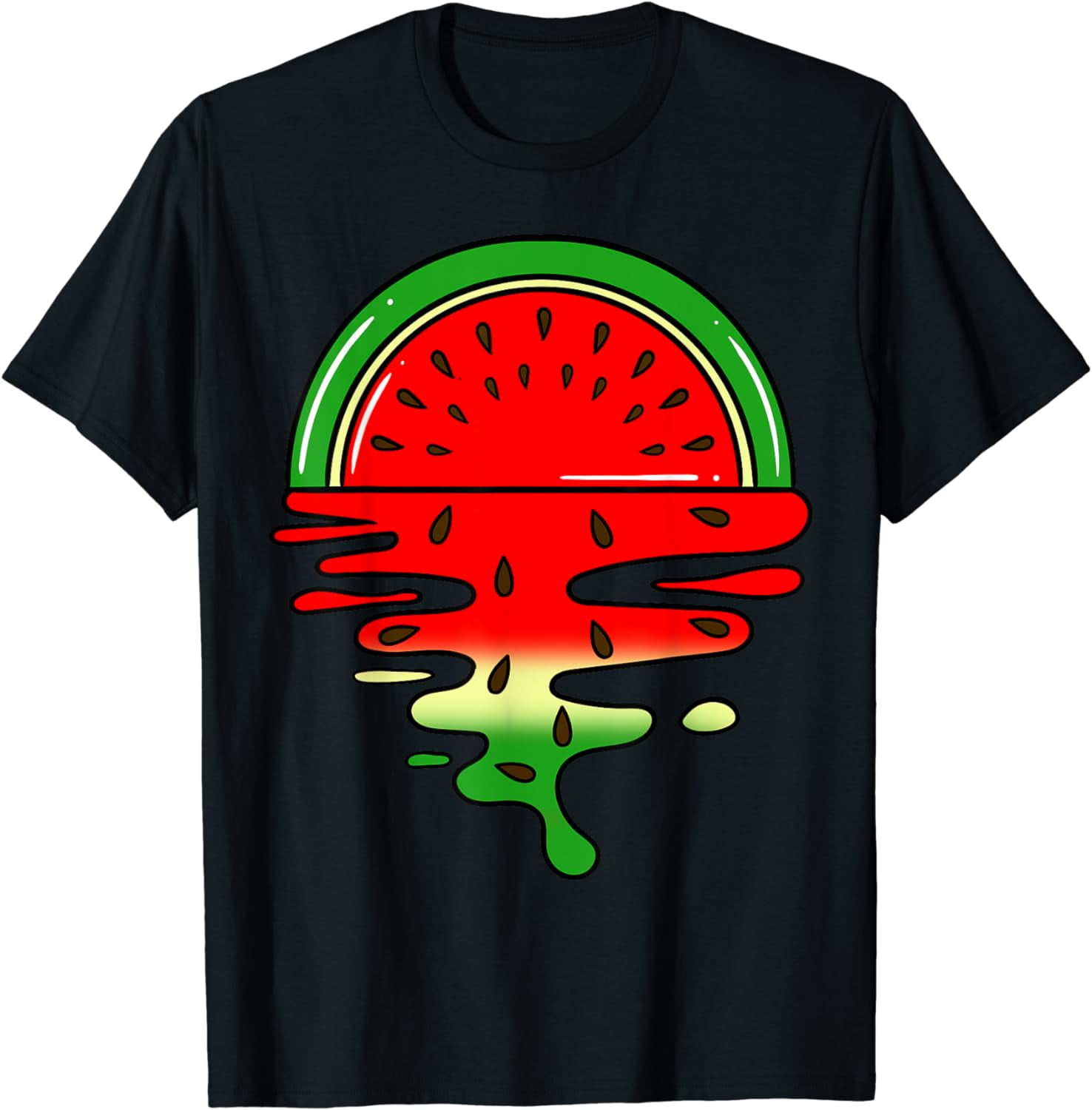 Watermelon Sunset Summer Fruitarian Lover Fruit Slice Seeds T-Shirt ...