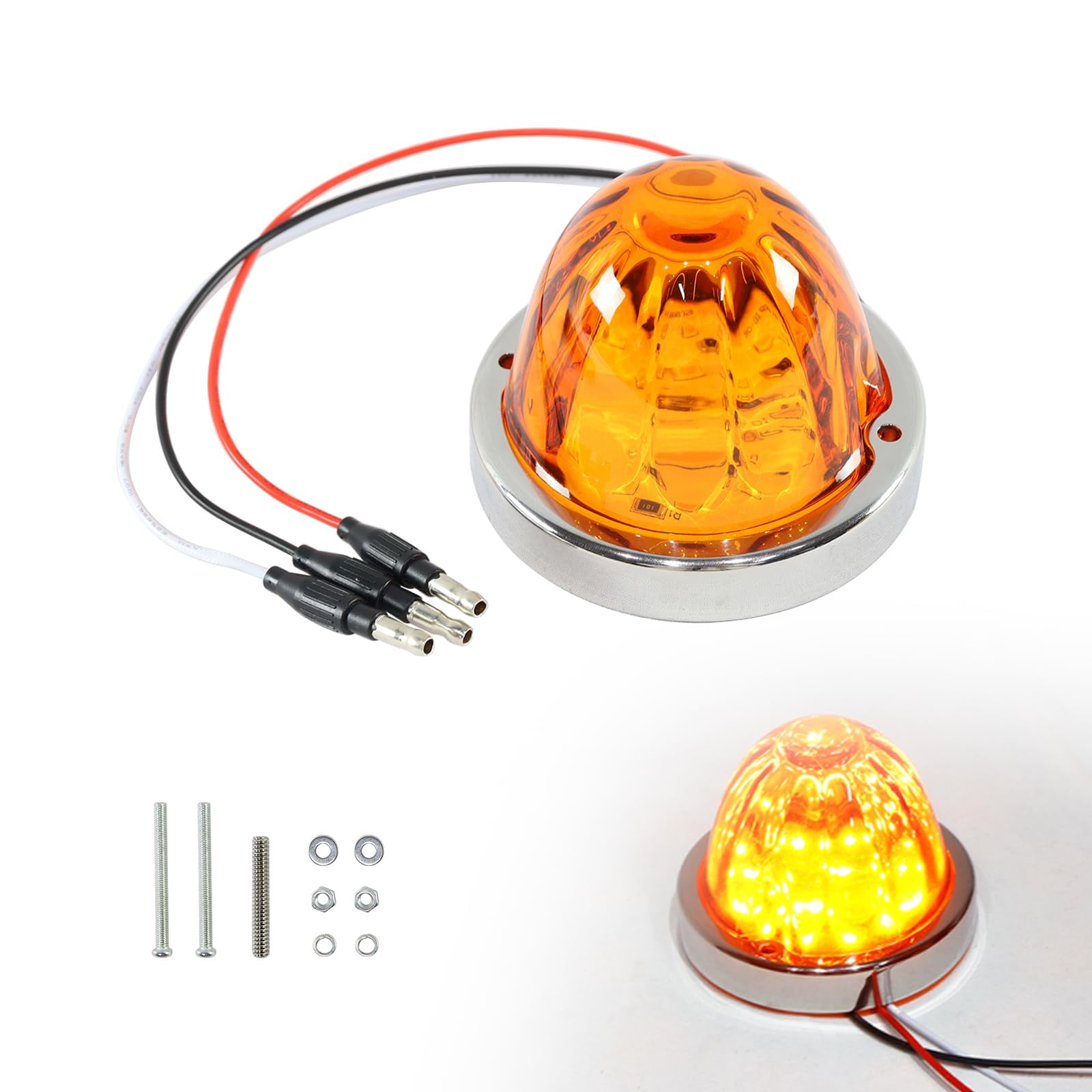Watermelon Surface Mount Amber LED Light Turn/Marker Light Amber Glass ...
