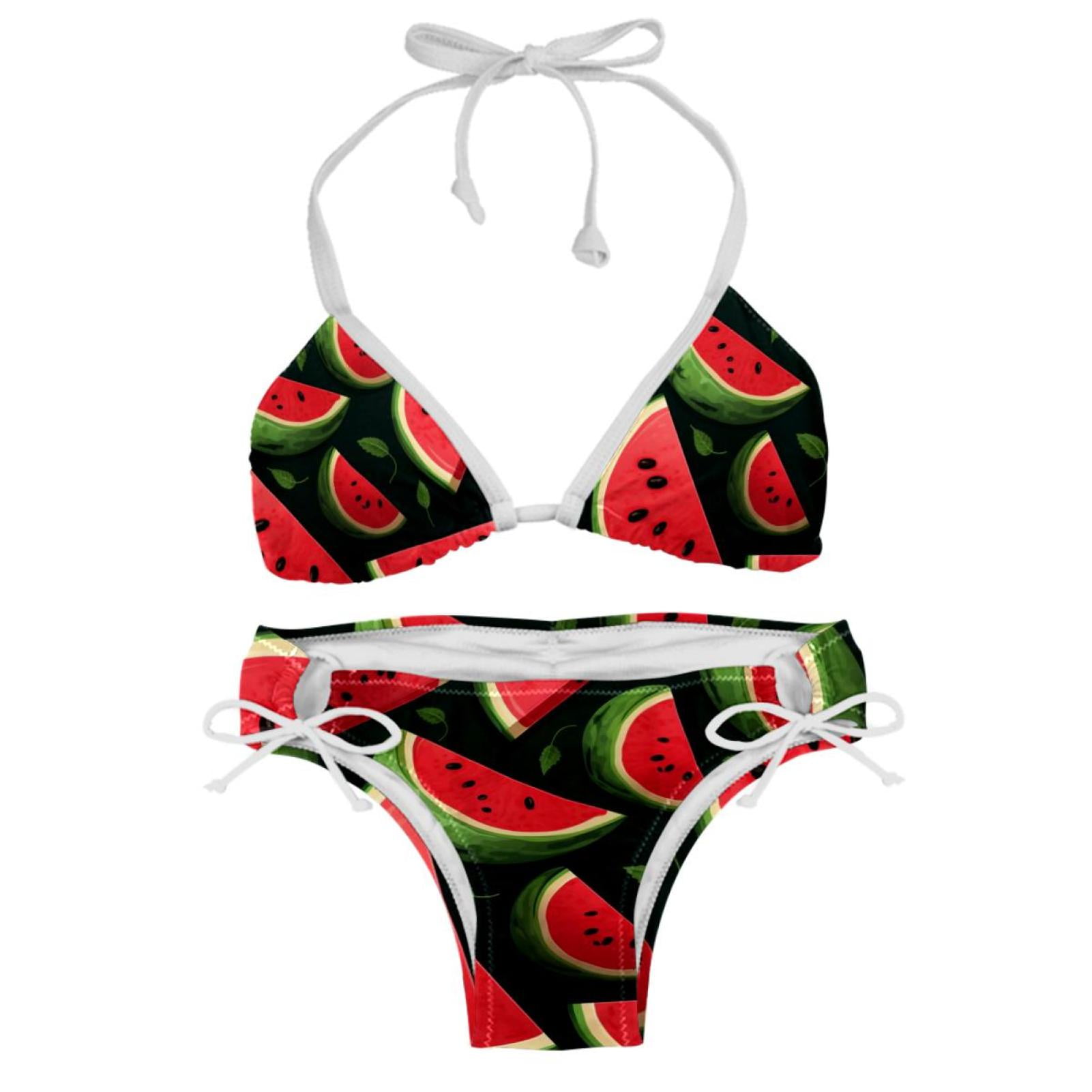 Watermelon Swimsuit Bikini Set with Detachable Sponge and Adjustable ...