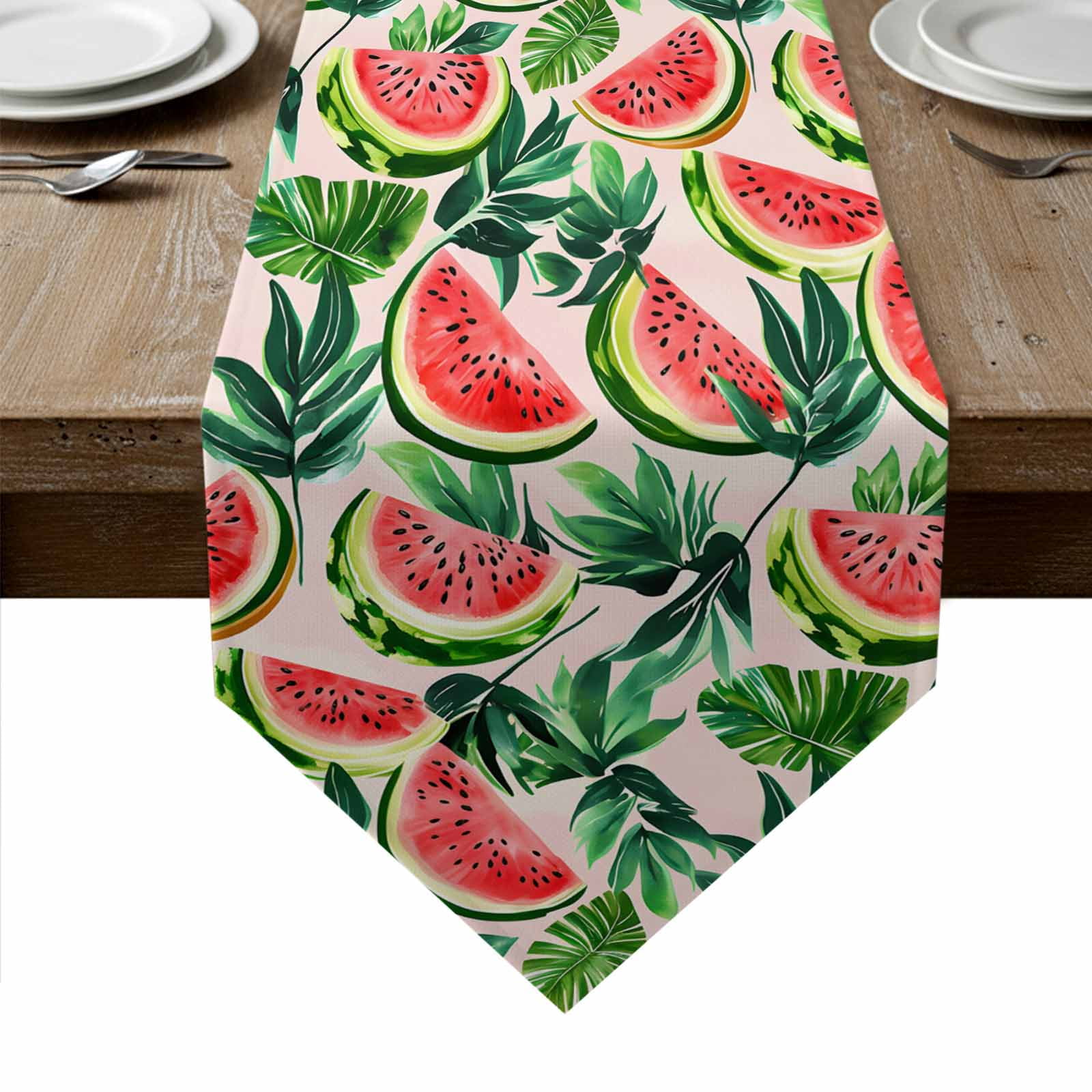 Watermelon Table Runner Linen Burlap Table Runner 108 Inches Long Red ...