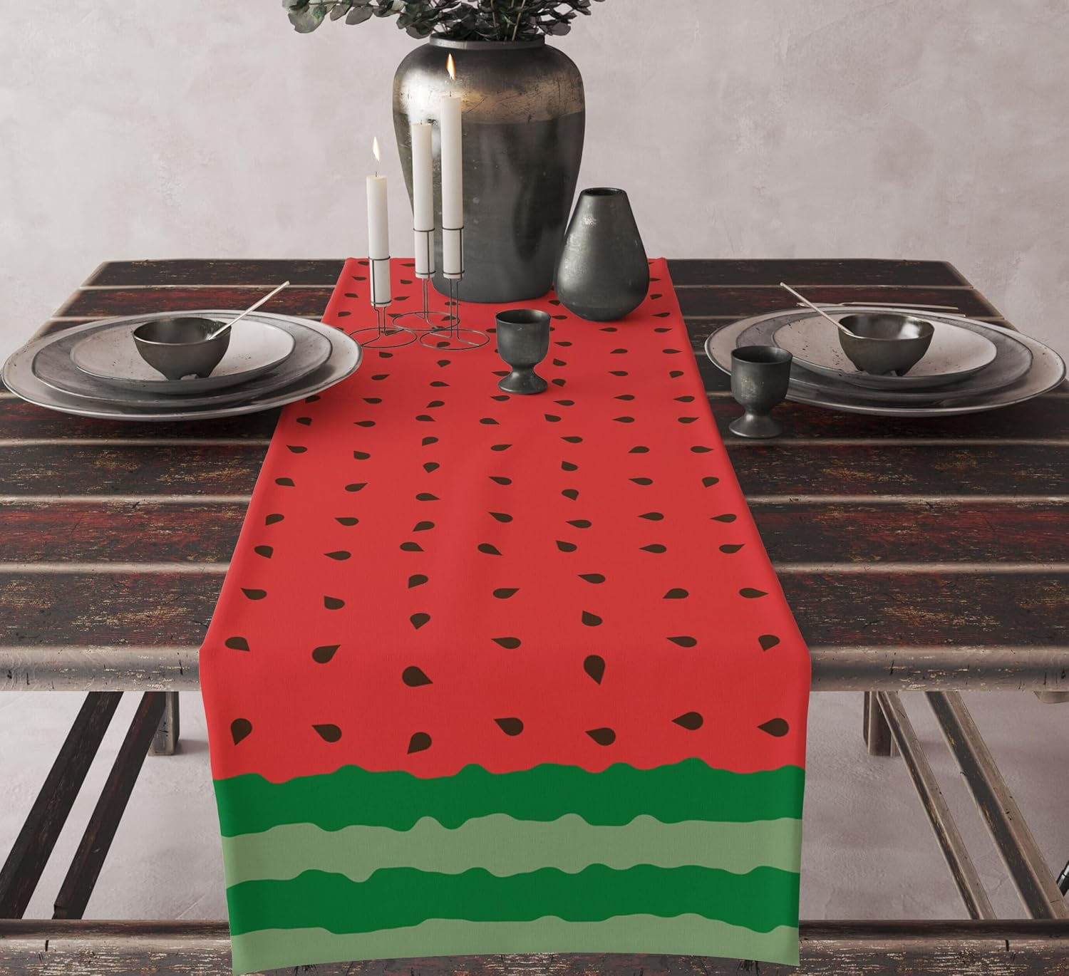 Watermelon Table Runner,Rustic Fun Fruit Theme Summer Watermelon Print ...