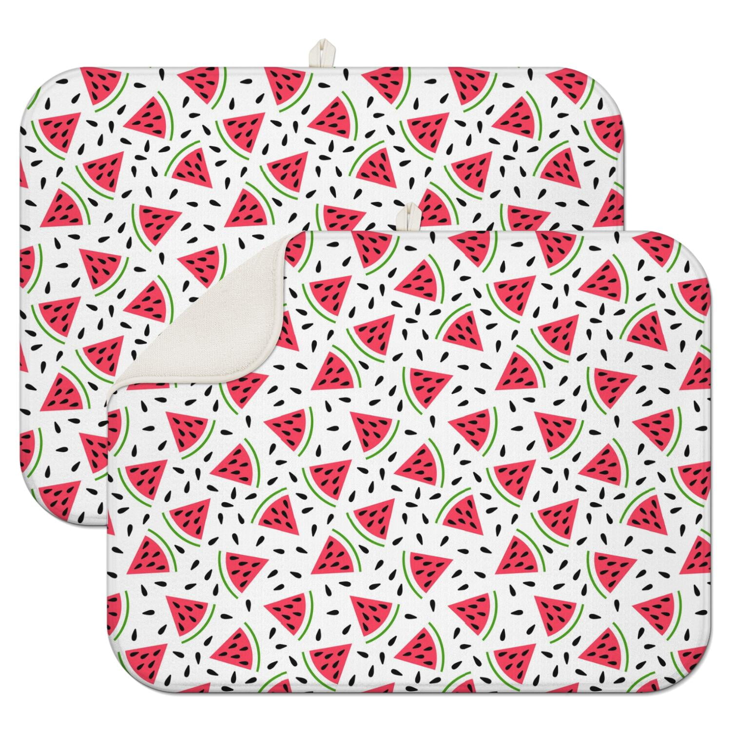 Watermelon Themed Dish Drying Mat – Colorful Tropical Fruit Print, Cute ...