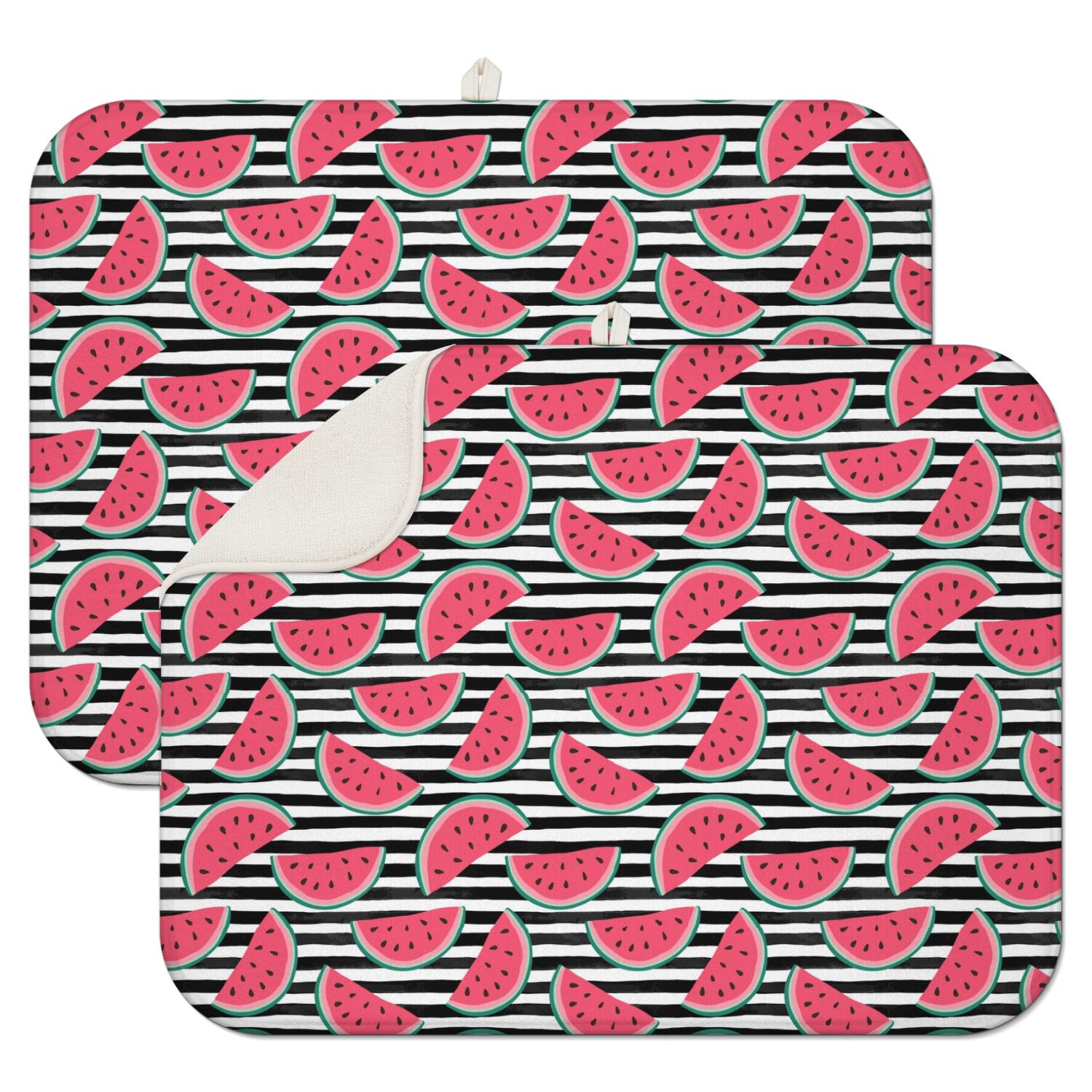 Watermelon Themed Dish Drying Mat – Colorful Tropical Fruit Print, Cute ...