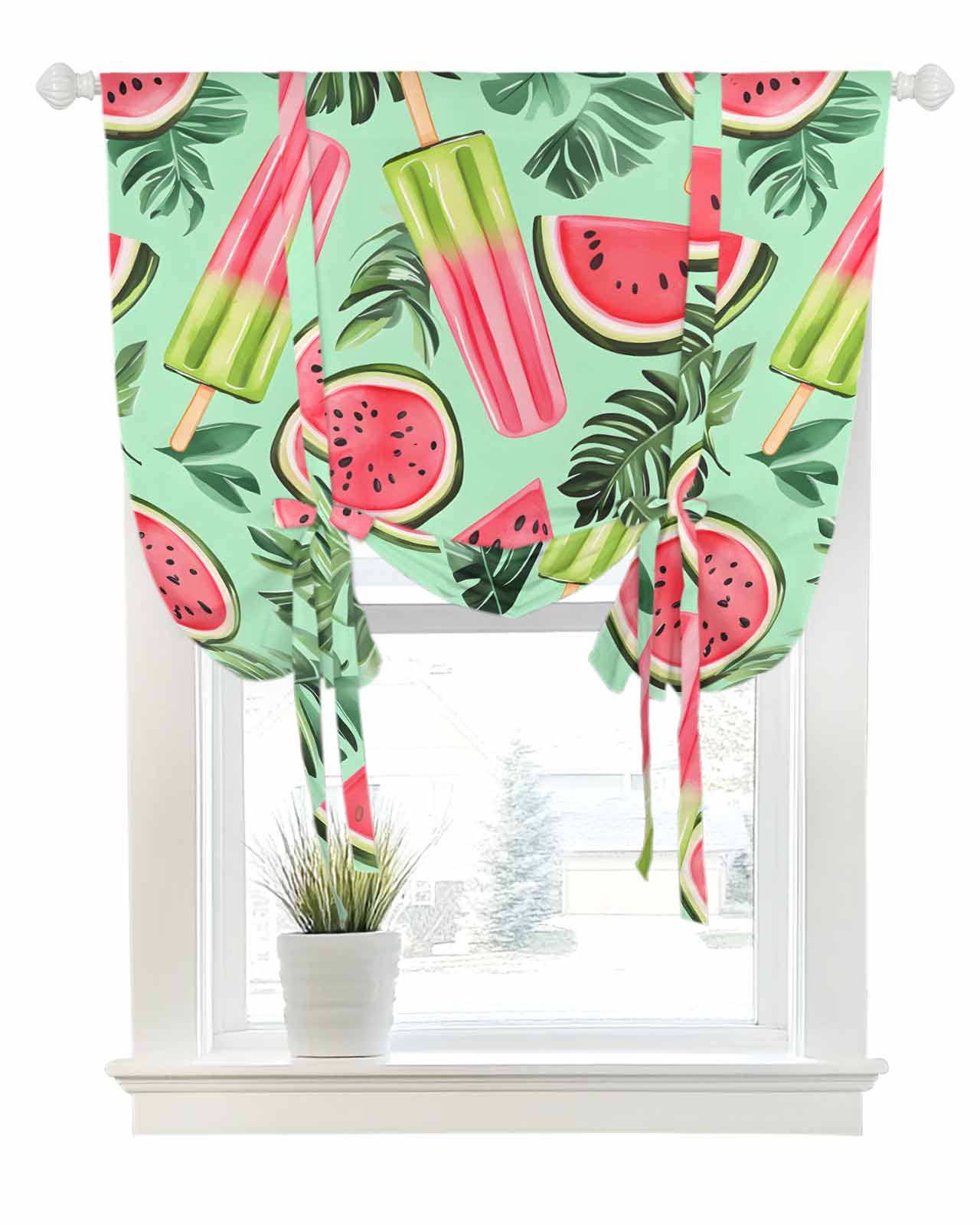 Watermelon Tie Up Curtains for Window, Thermal Insulated Balloon Shade ...