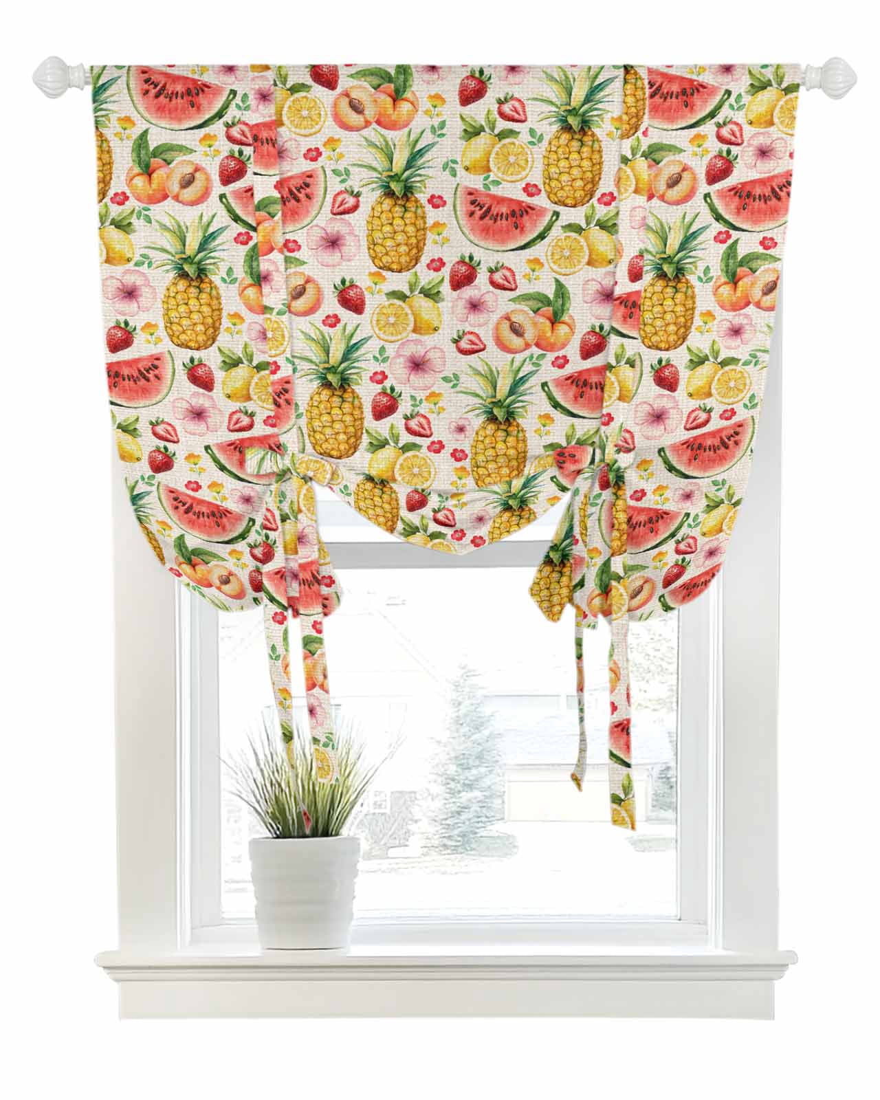 Watermelon Tie Up Curtains for Window, Thermal Insulated Balloon Shade ...