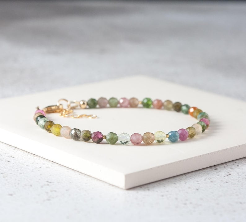 Watermelon Tourmaline 3-3.5mm Round Shape Faceted Cut Beads 7 inch ...