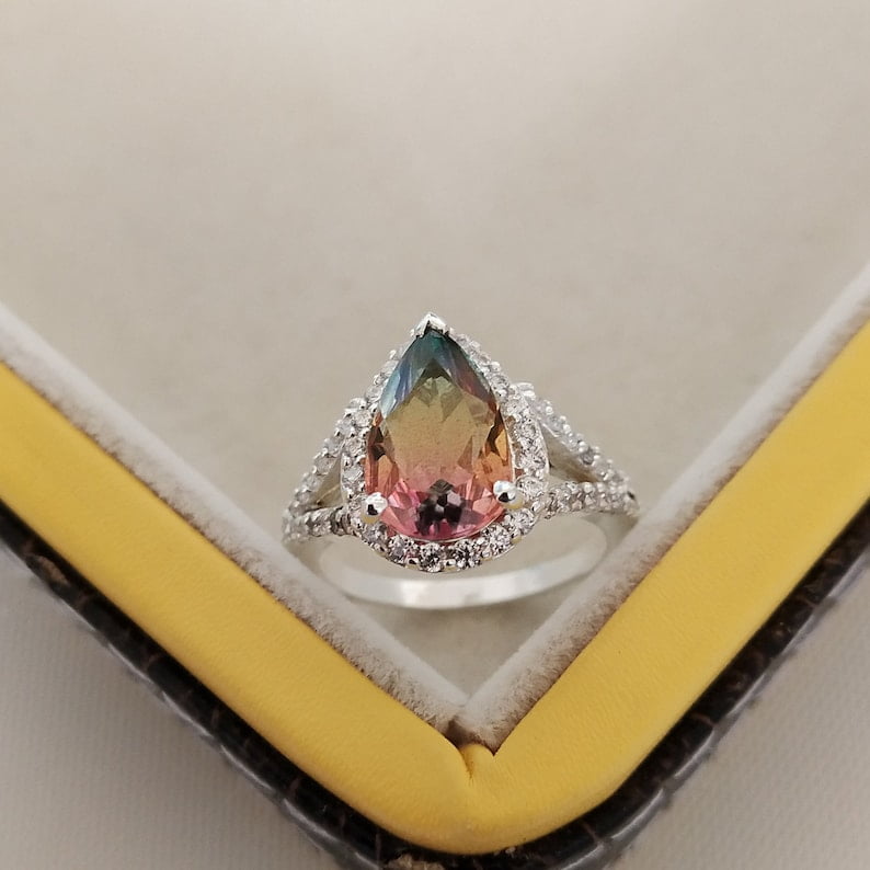 Watermelon Tourmaline Ring, 925 Sterling Silver Ring, Tourmaline ...