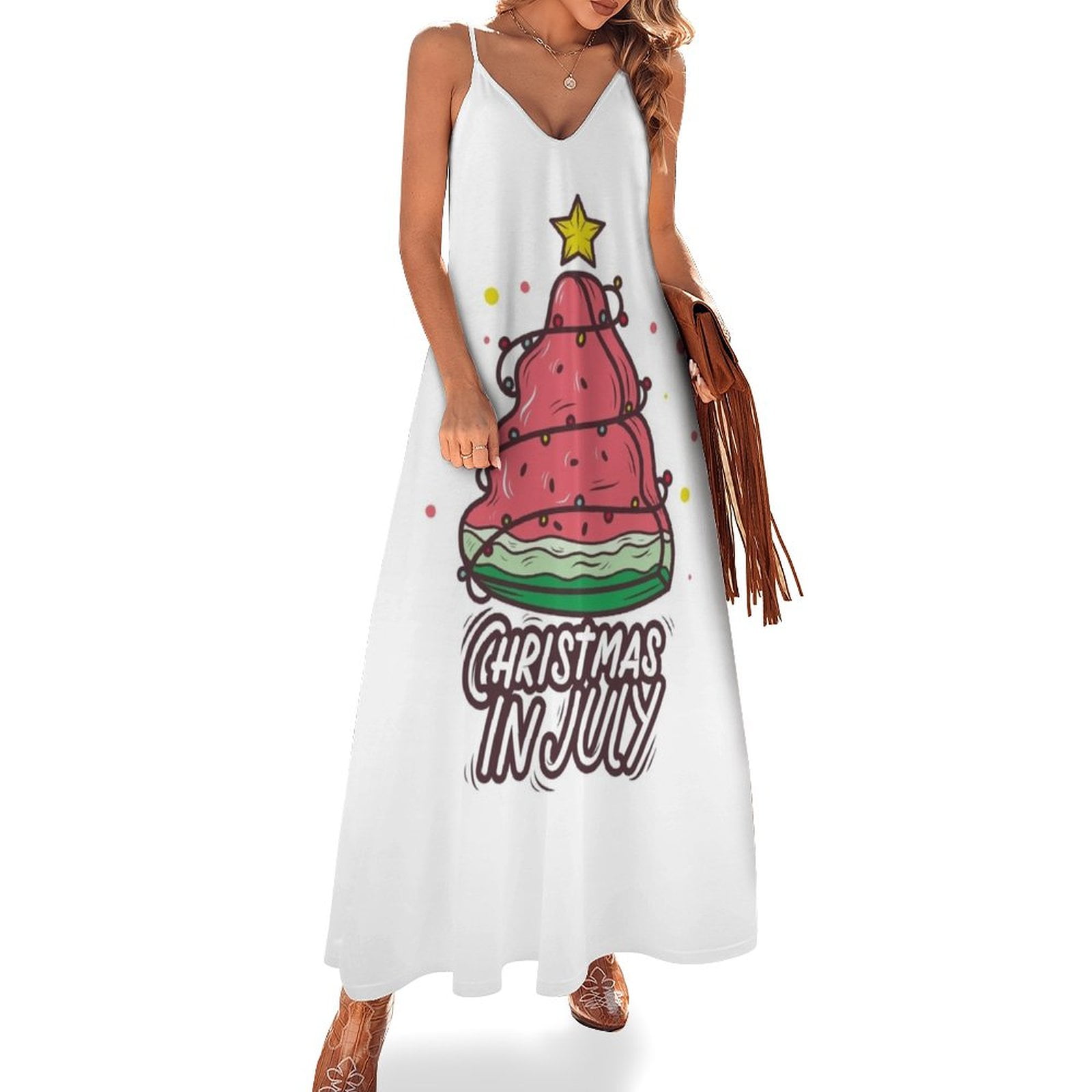 Watermelon Tree Melon In July Summer Vaion Sleeveless Dress prom ...