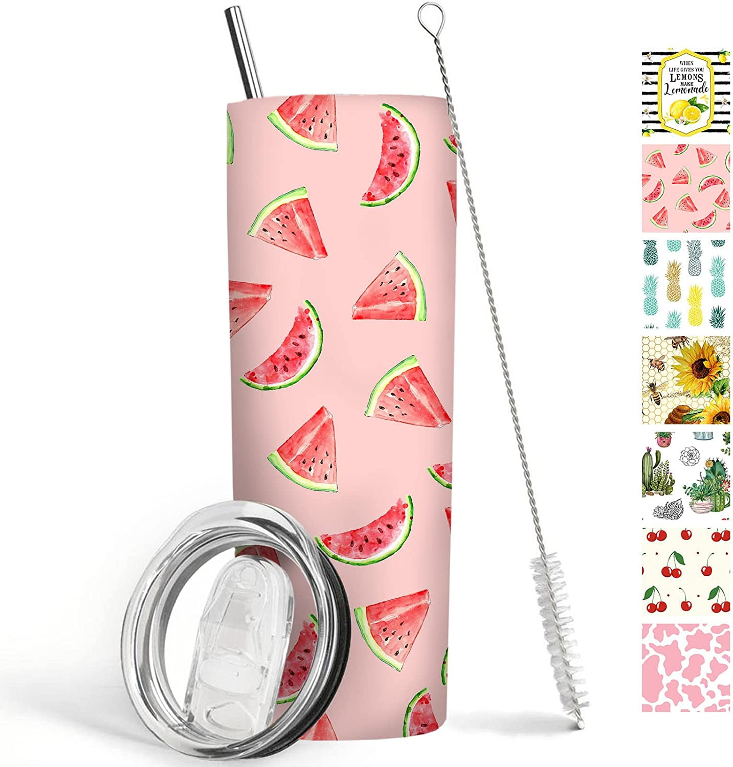 Watermelon Tumbler 20 oz Travel Coffee Mug Watermelon Print Skinny ...
