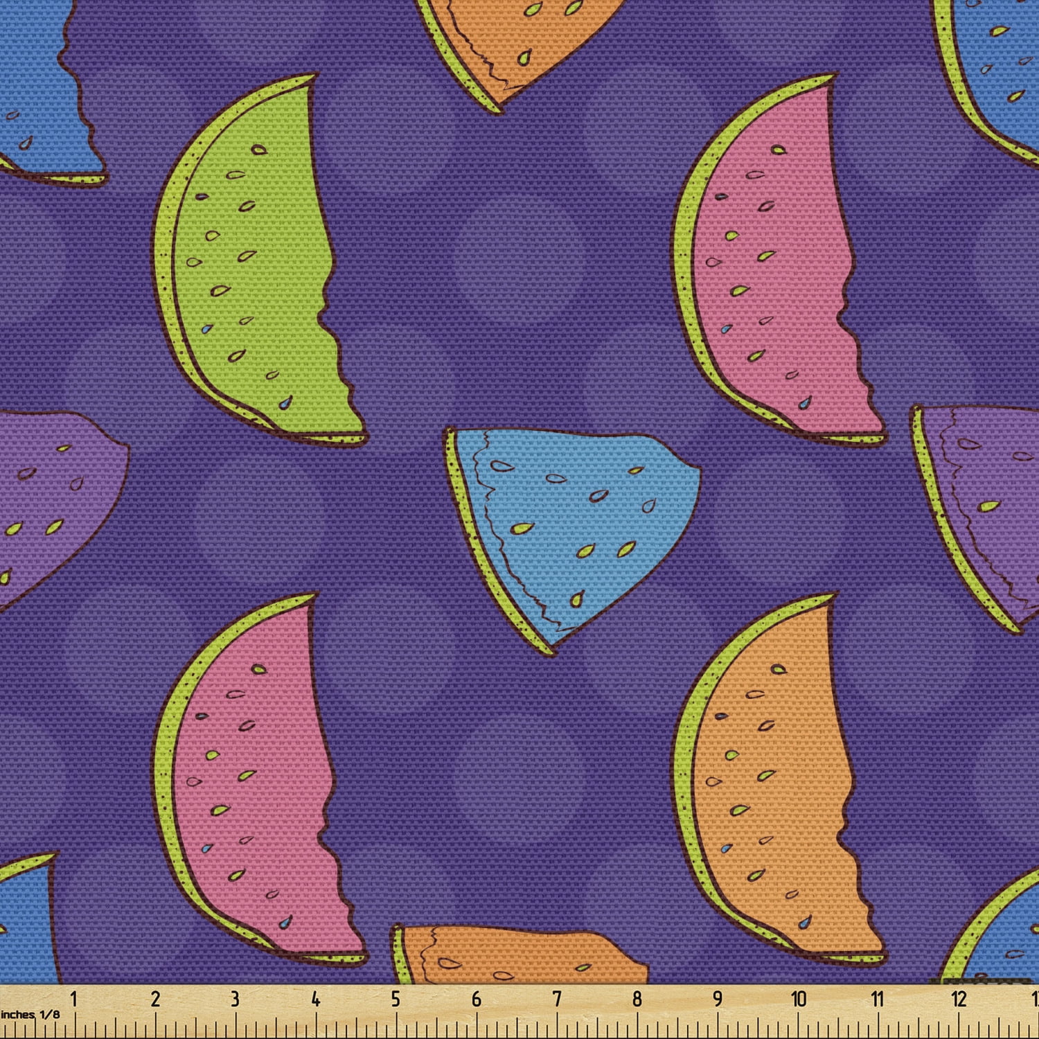Ambesonne Watermelon Fabric by the Yard Upholstery, Vibrant Slices on ...