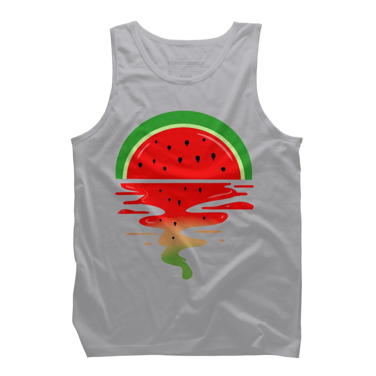 Watermelon Vaporwave Sunset Mens Athletic Heather Cream Graphic Tank ...