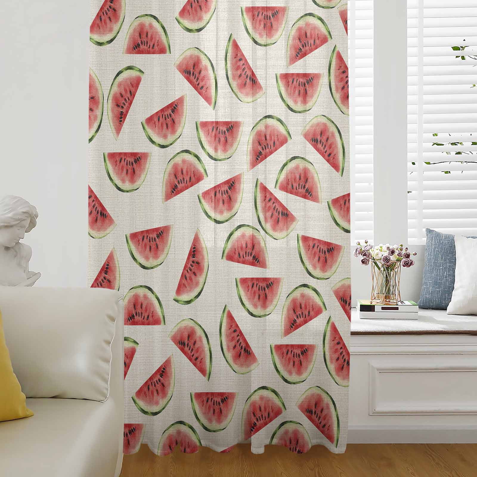 Watermelon Window Curtain 84 Inches Long,Summer Red Fruit Tropical ...