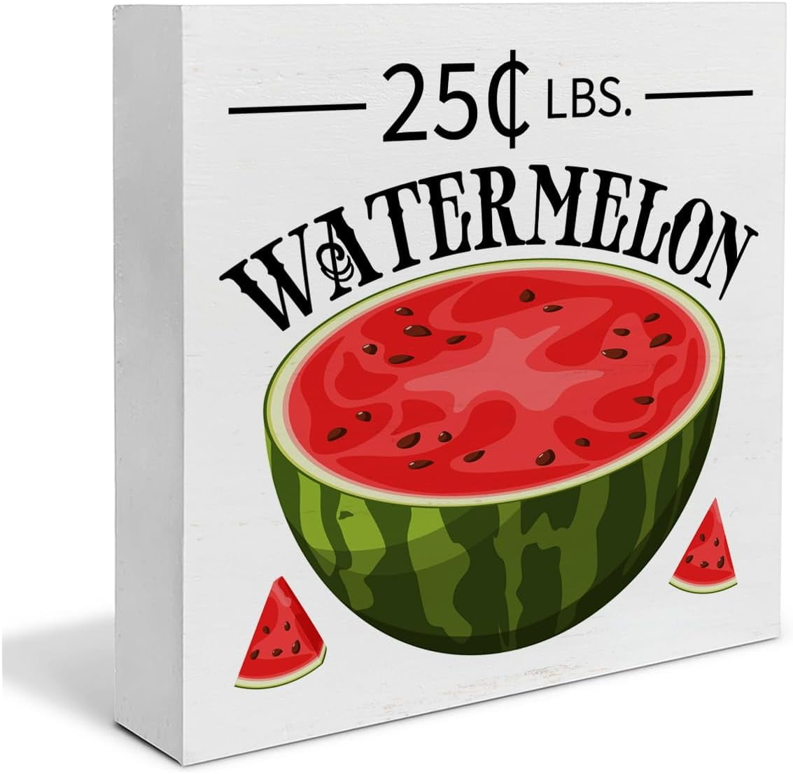 Watermelon Wooden Box Sign House Decor 25 Cent Watermelon Square Wood ...