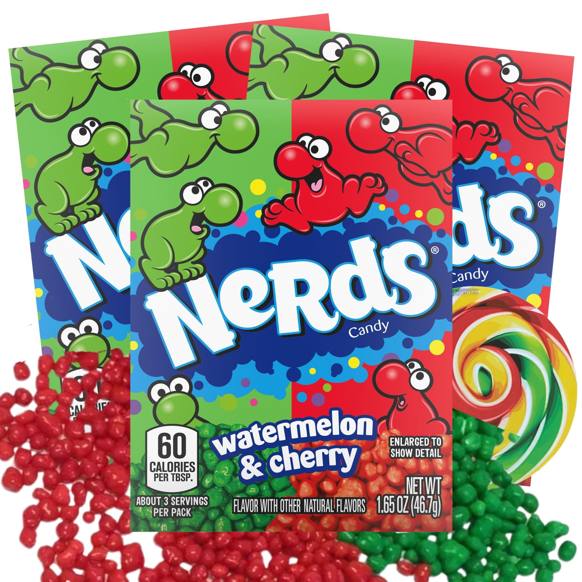 Watermelon and Cherry Nerds, Birthday Party Candy, Pack of 3, 1.65 ...