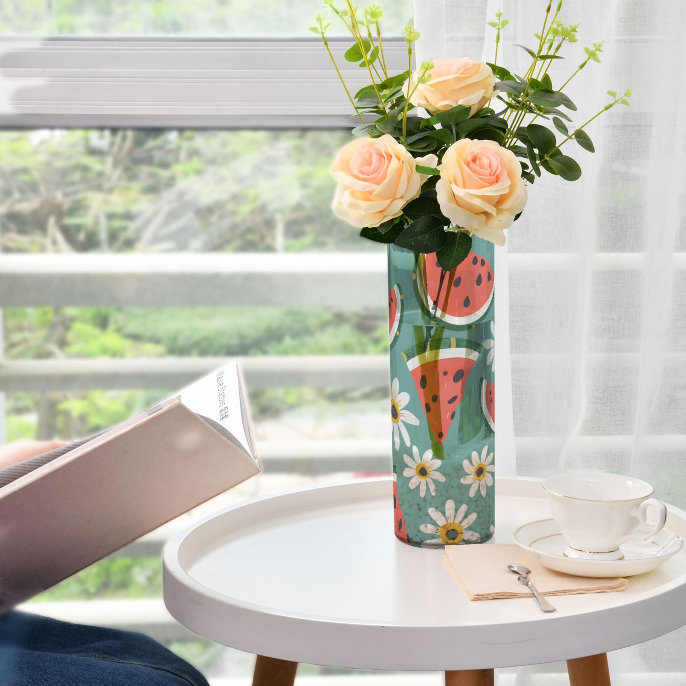 Watermelon and Daisy Flower Vase 11.8x3.9 inch Vases Clear Non ...