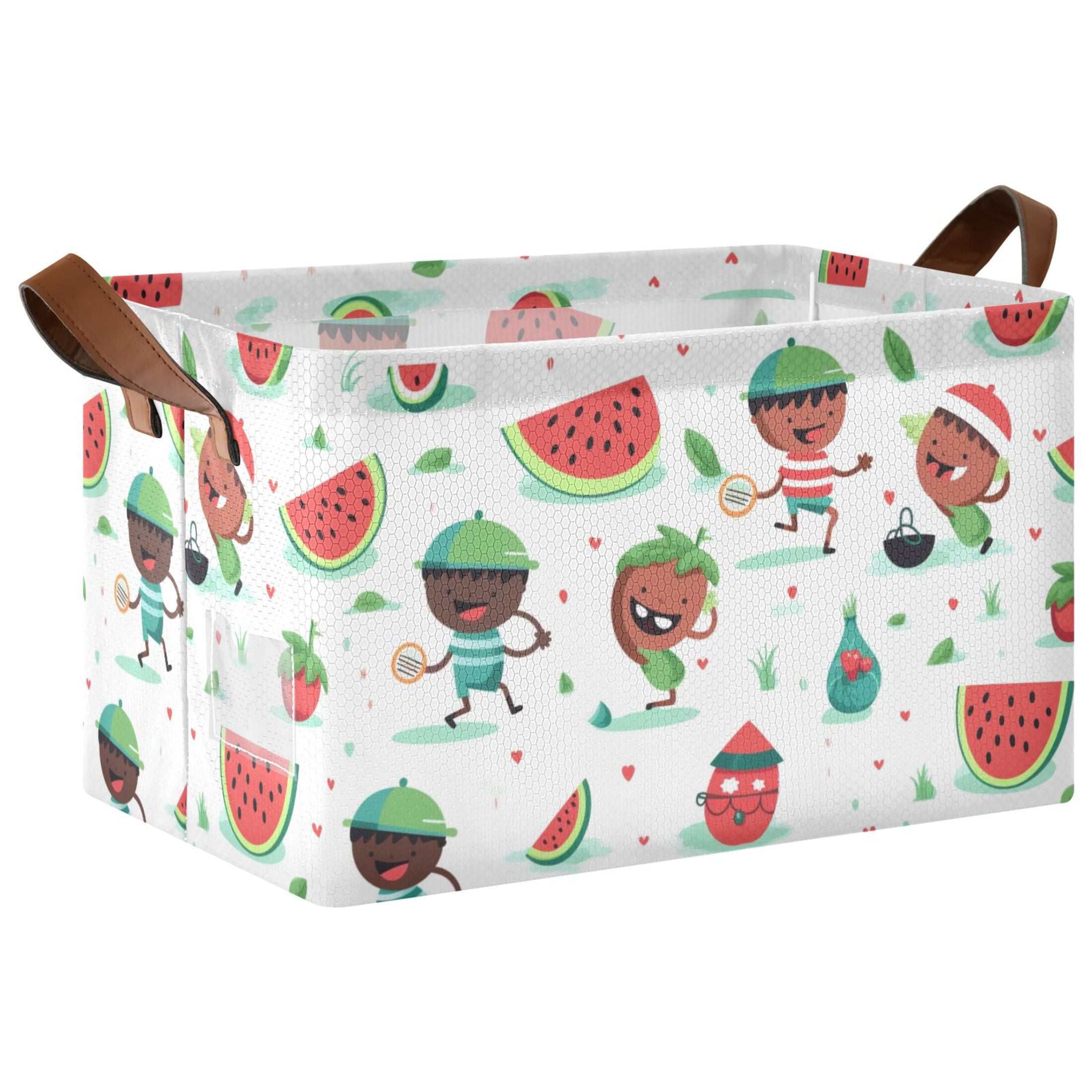 Watermelon and Kids Collapsible Storage Bins Fabric Shelf Baskets with ...