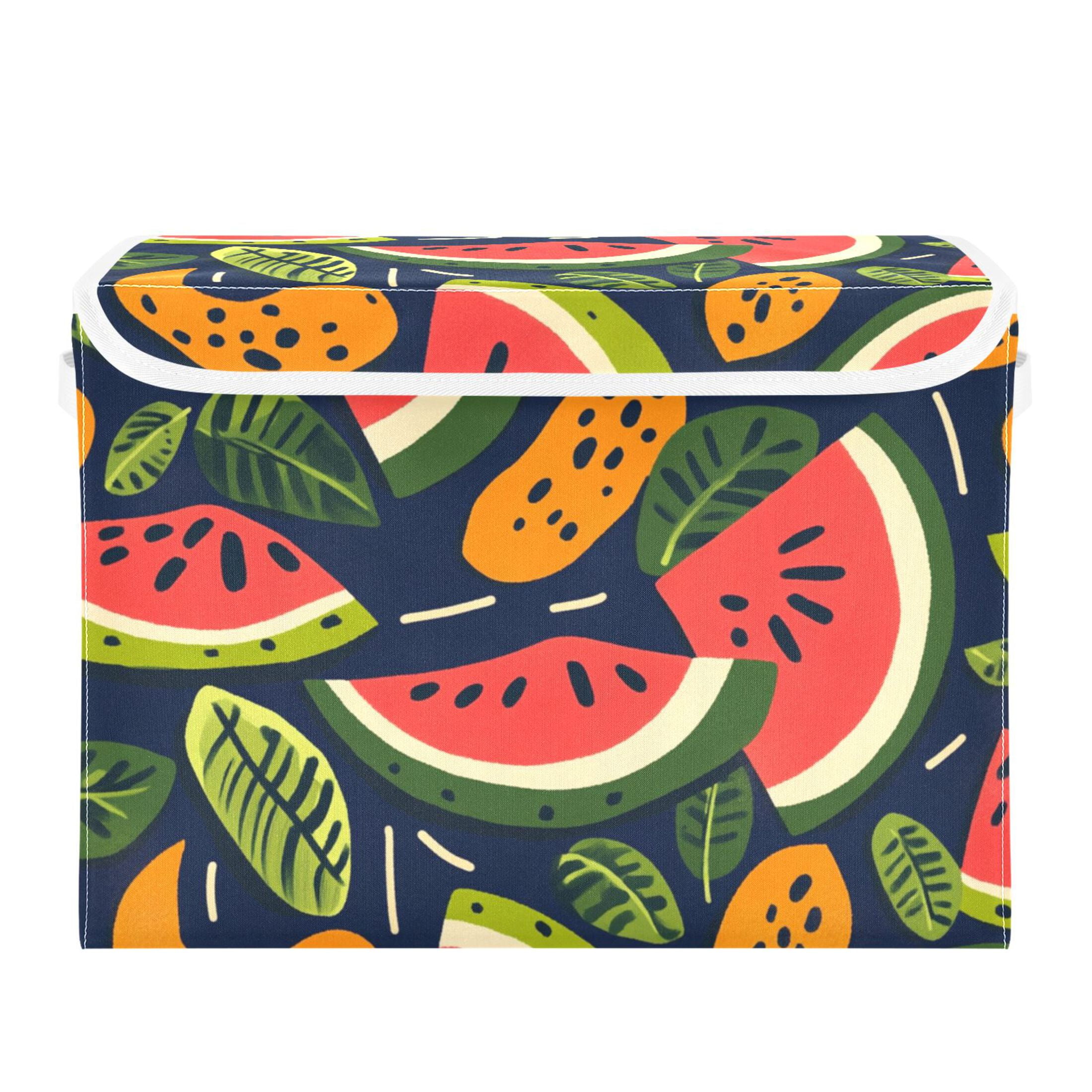 Watermelon and Tropical Elements Large Storage Bins with Linen ...