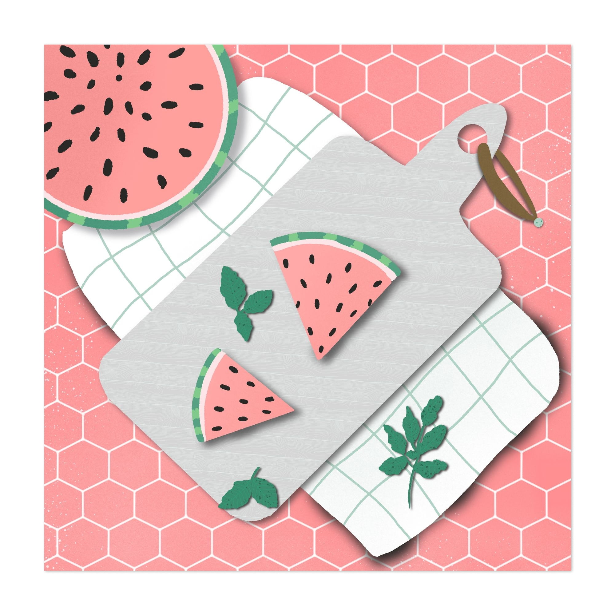 Watermelon cooler - Illustration Fruit Kitchen Decor Summer Geometric ...