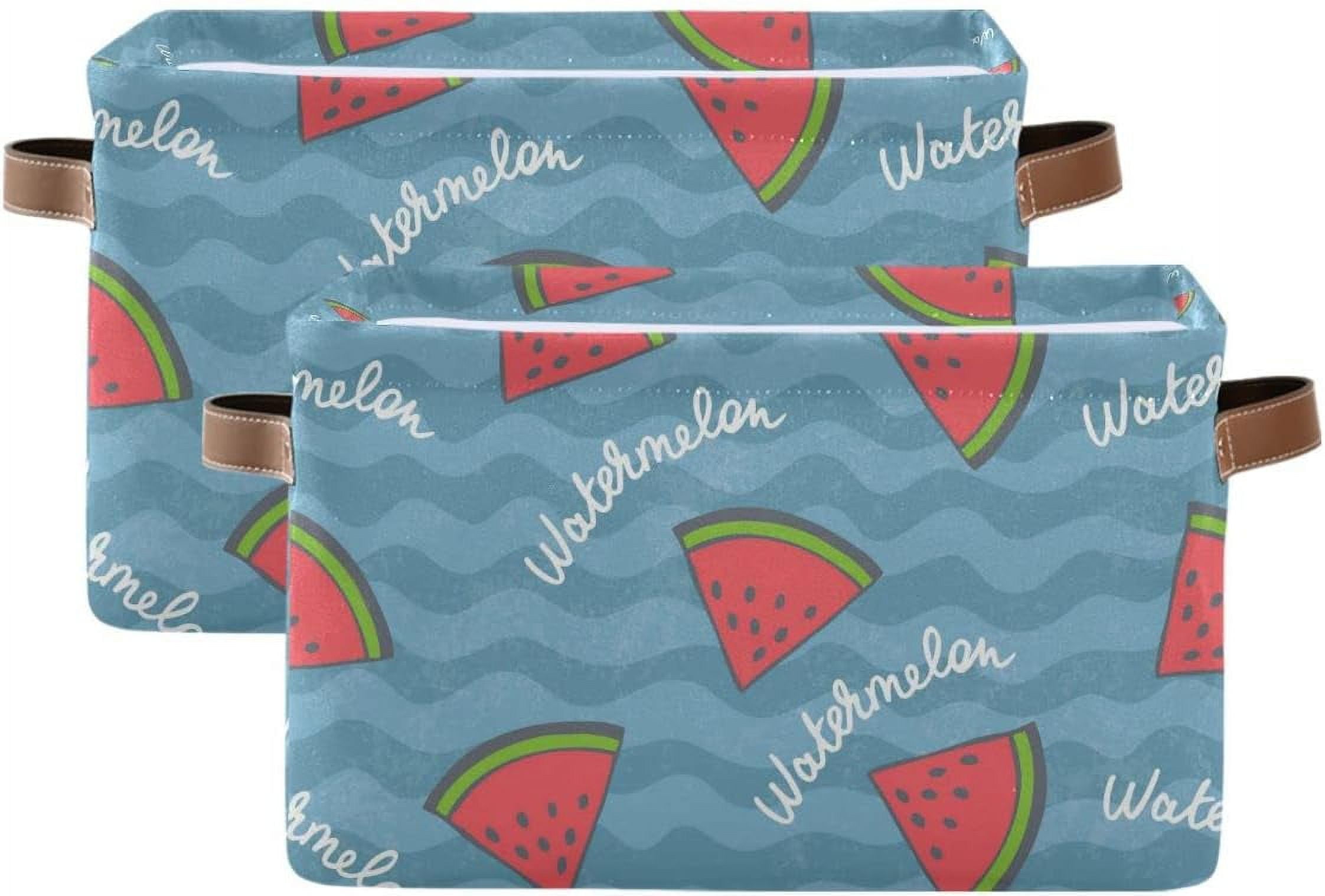 Watermelon on Blue Wavy Background Square Storage Basket Storage Bins ...