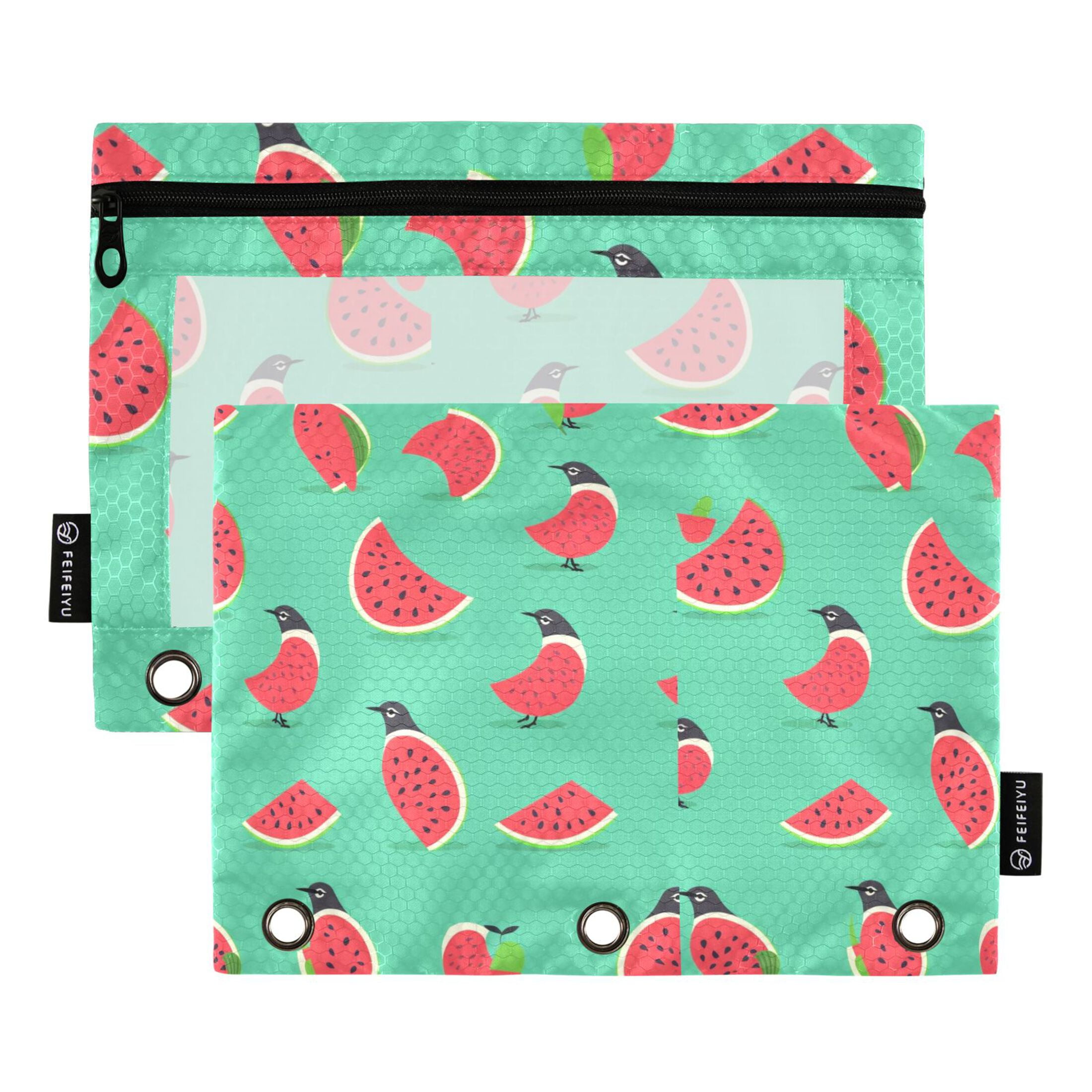 Watermelon with Bird 2 Pack Pencil Pouch for 3 Ring Binder Smooth ...