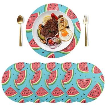 Waves Black Round Placemats Plate Mats 15 Inch Non-Slip Heat Resistant ...