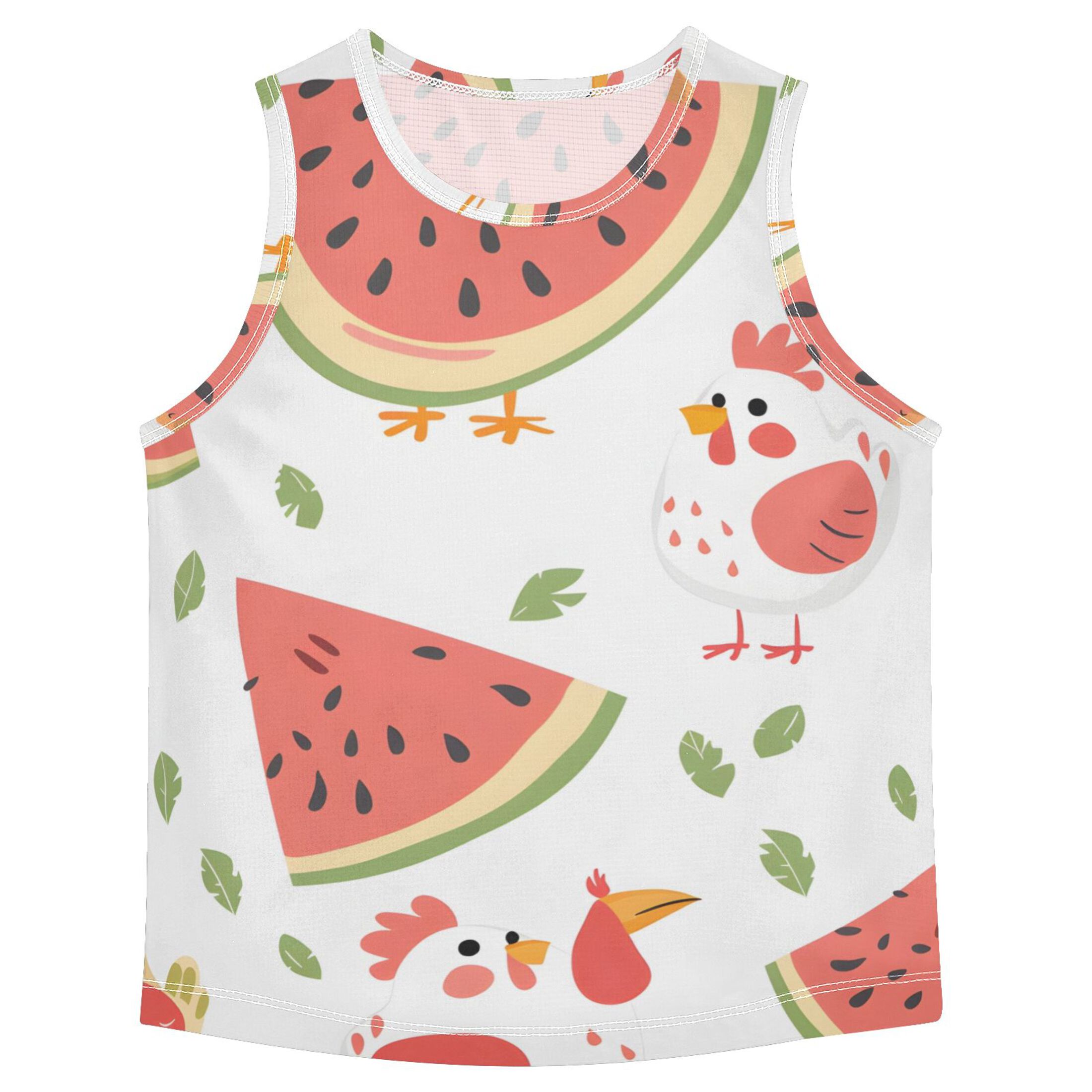Watermelons Leaves Cartoon Chickens Boys' Vest Undershirt Tank Top ...