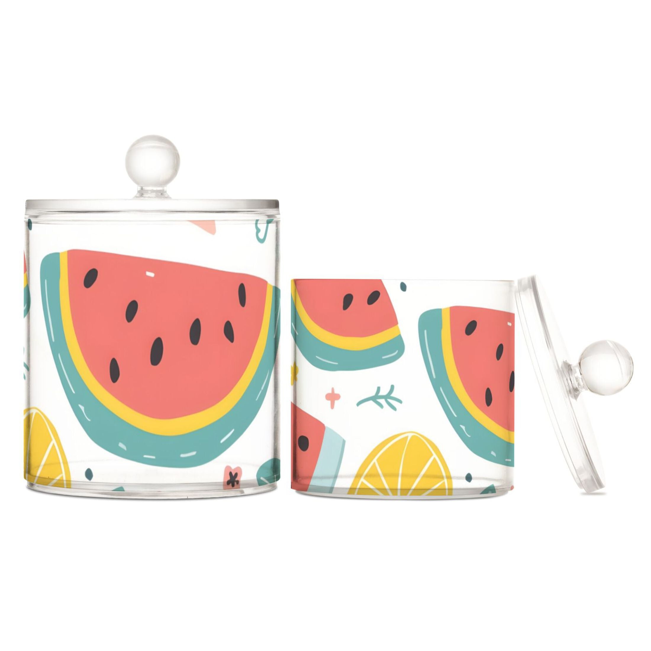 Watermelons Lemons Leaves Flowers Translucent Plastic Cans Storage ...