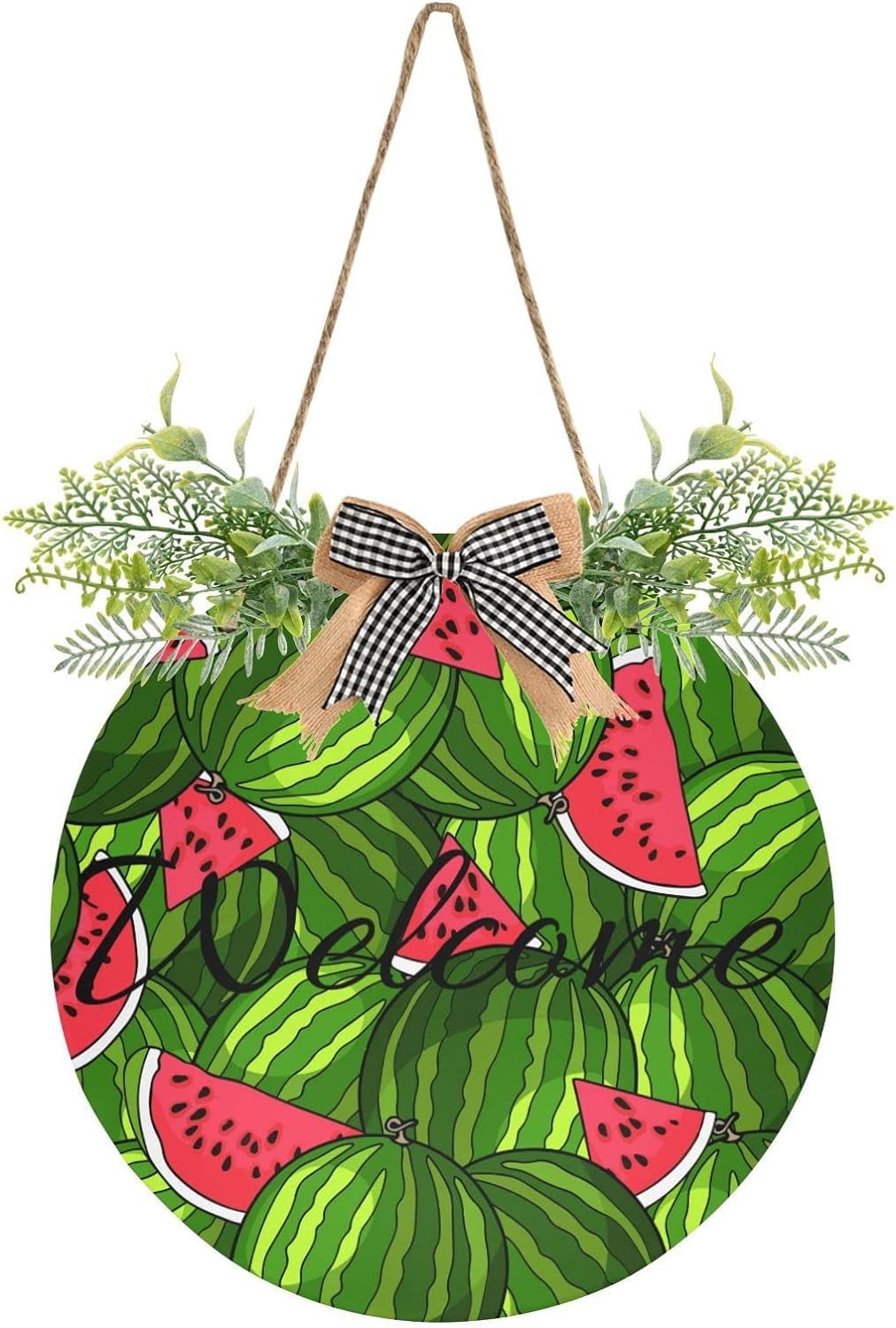 Watermelons Pattern Welcome Sign for Front Door, Round Sign Hanging ...