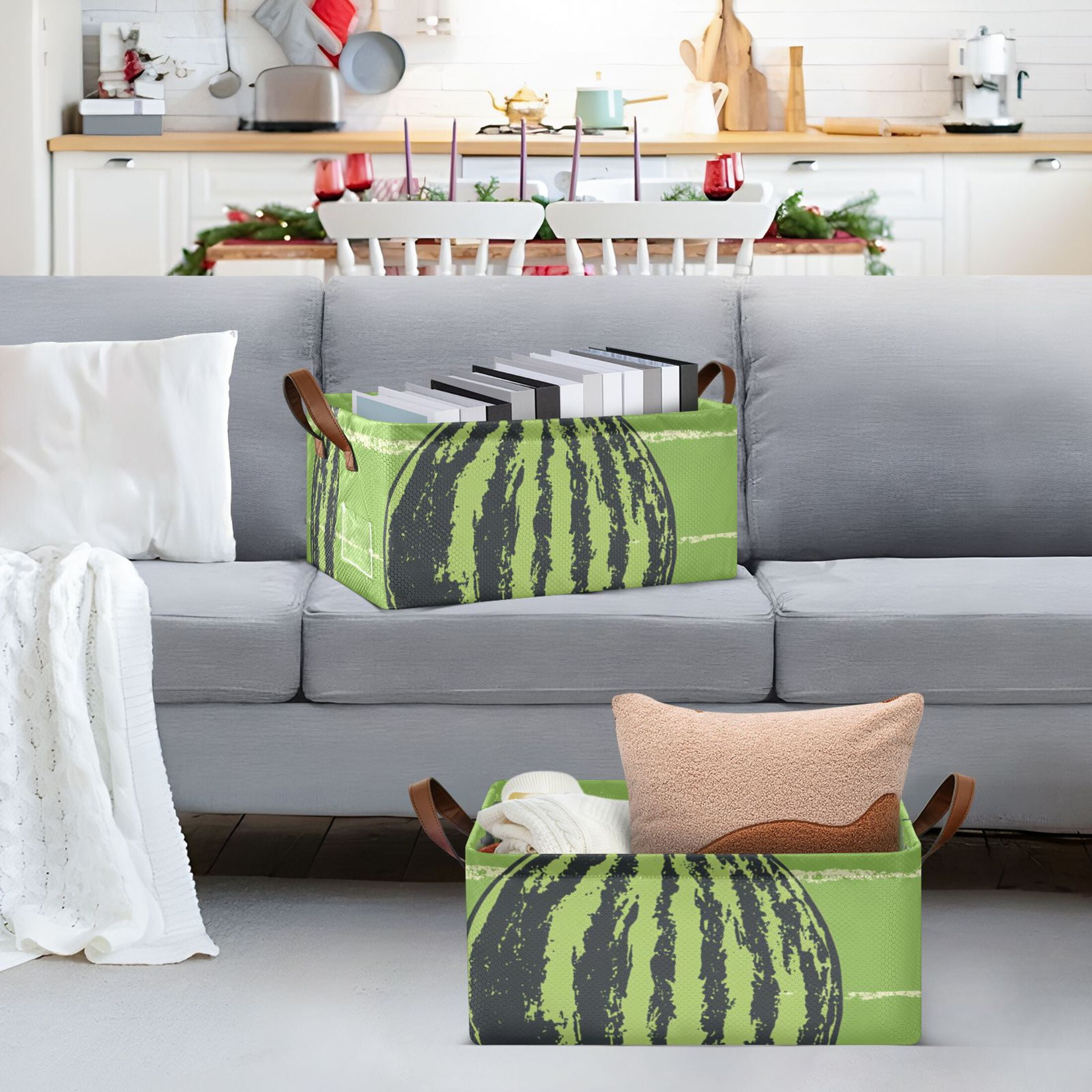 Watermelons Storage Bins with Handles Foldable Storage Baskets for ...